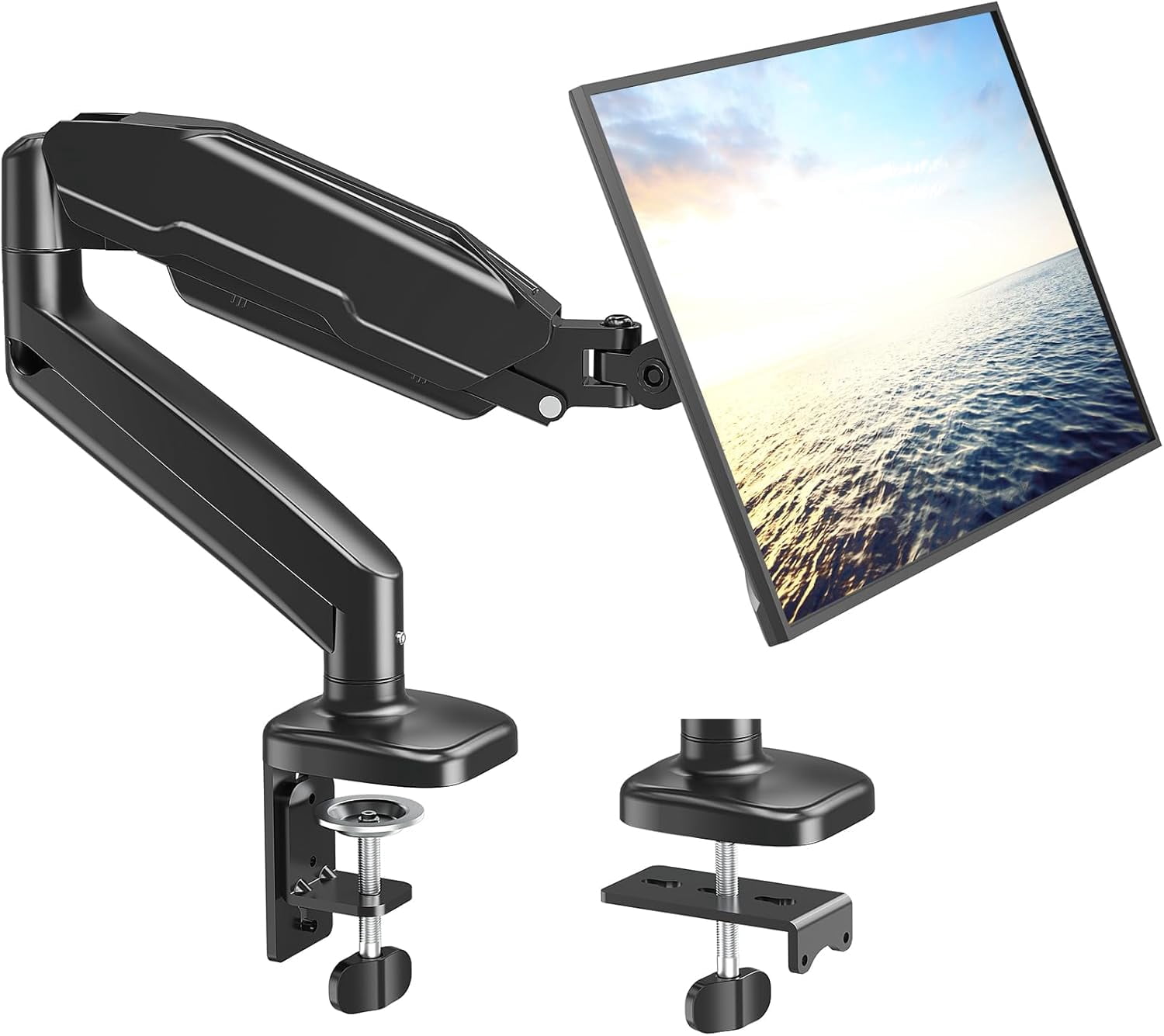 Single Monitor Desk Mount with Articulating Gas Spring Arm, Removable ...