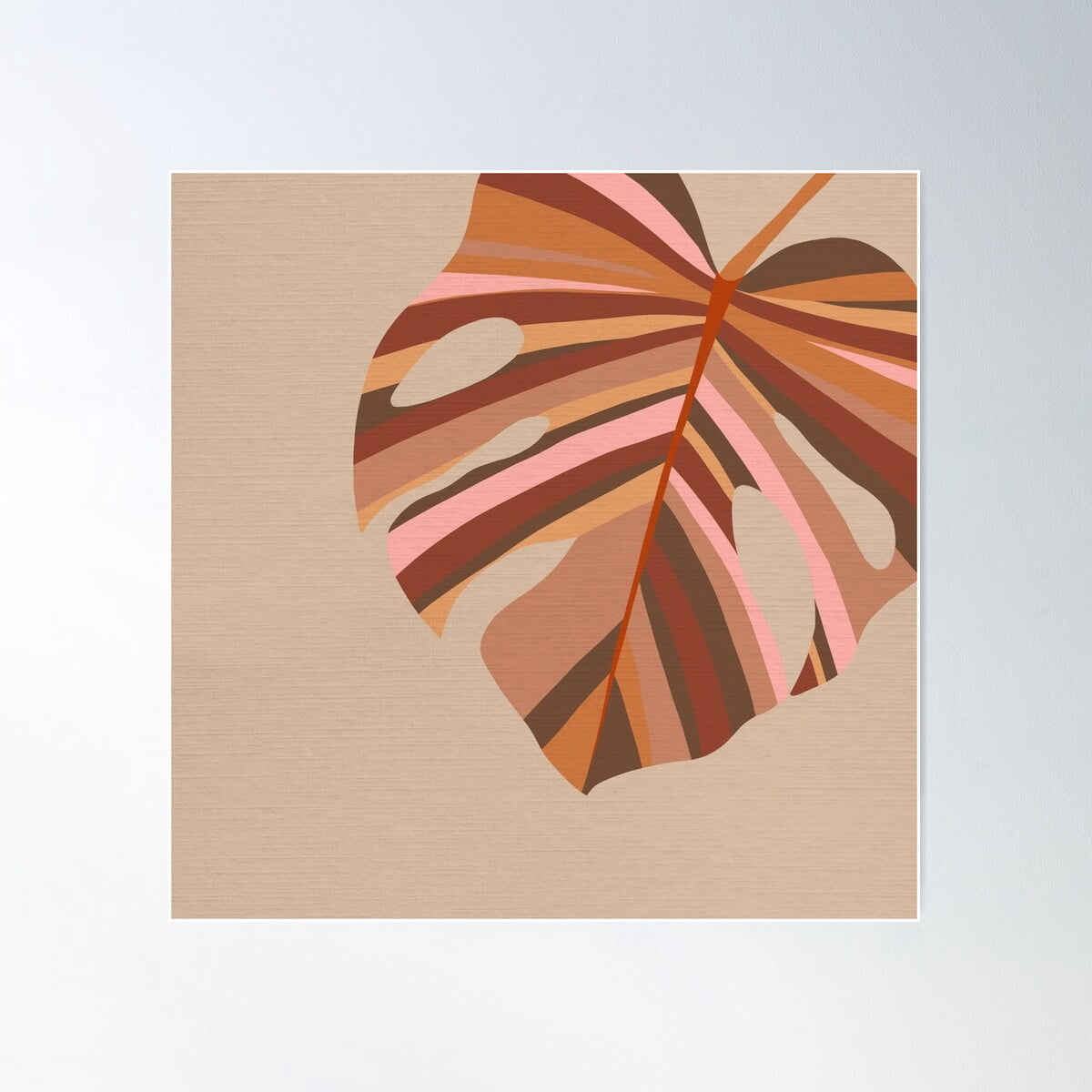 Single Monstera Leaf - Earthy, Terracotta, Pink And Taupe Poster Wall ...