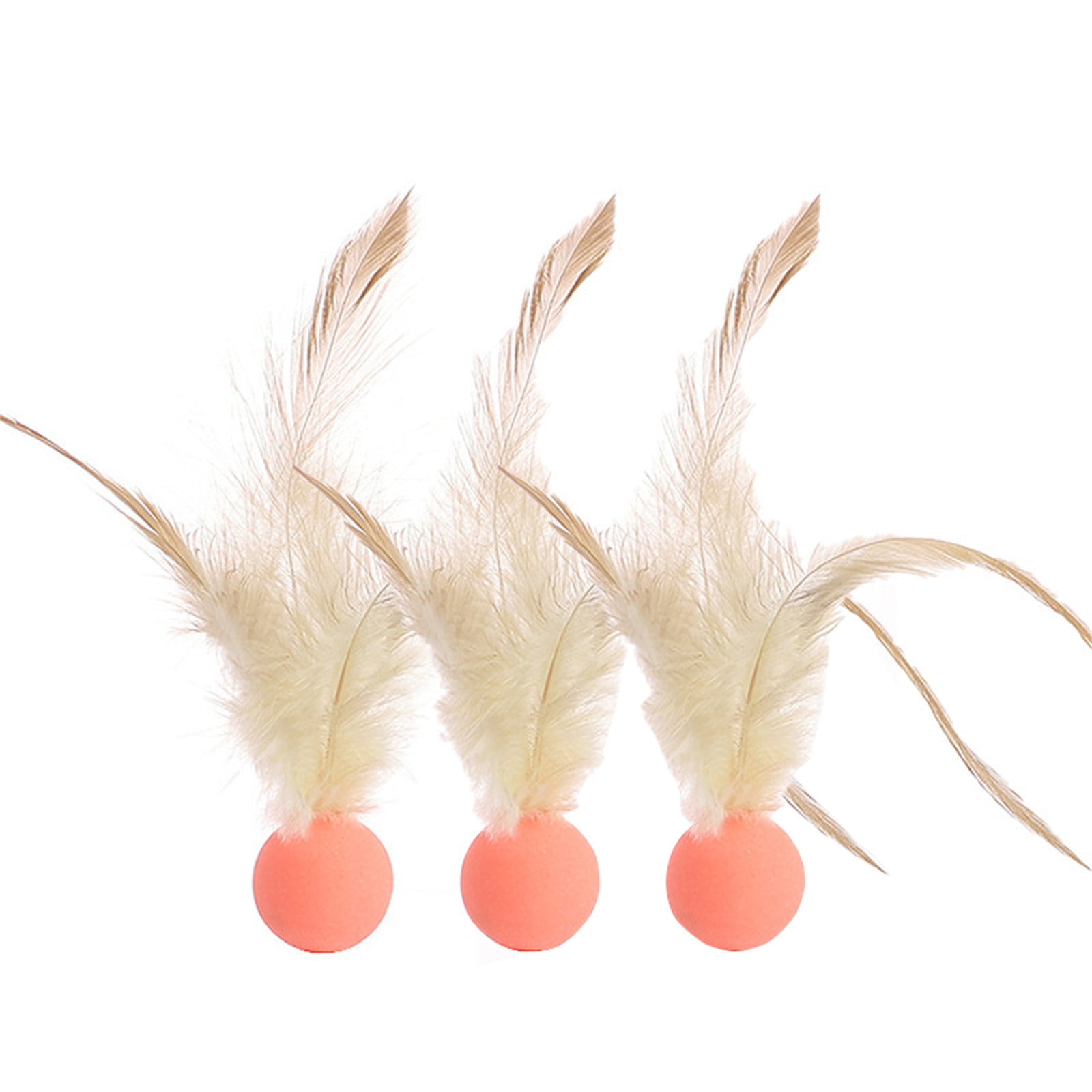 Single Orange Feather Cat Bouncy Ball - Elastic Rubber Chew Toy with ...