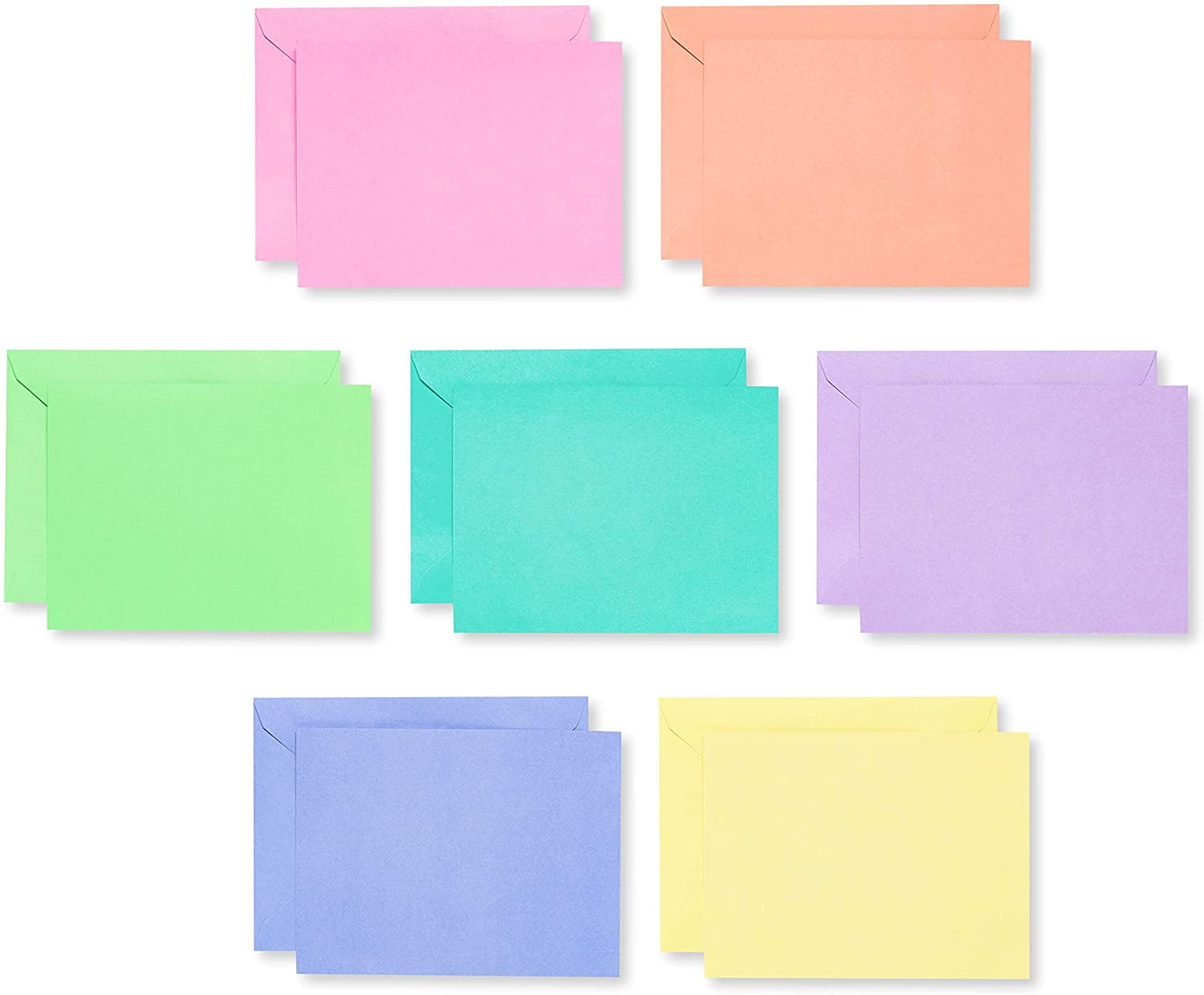 Single Panel Blank Cards Bulk with Envelopes, Bright Pastel Colors (200 ...