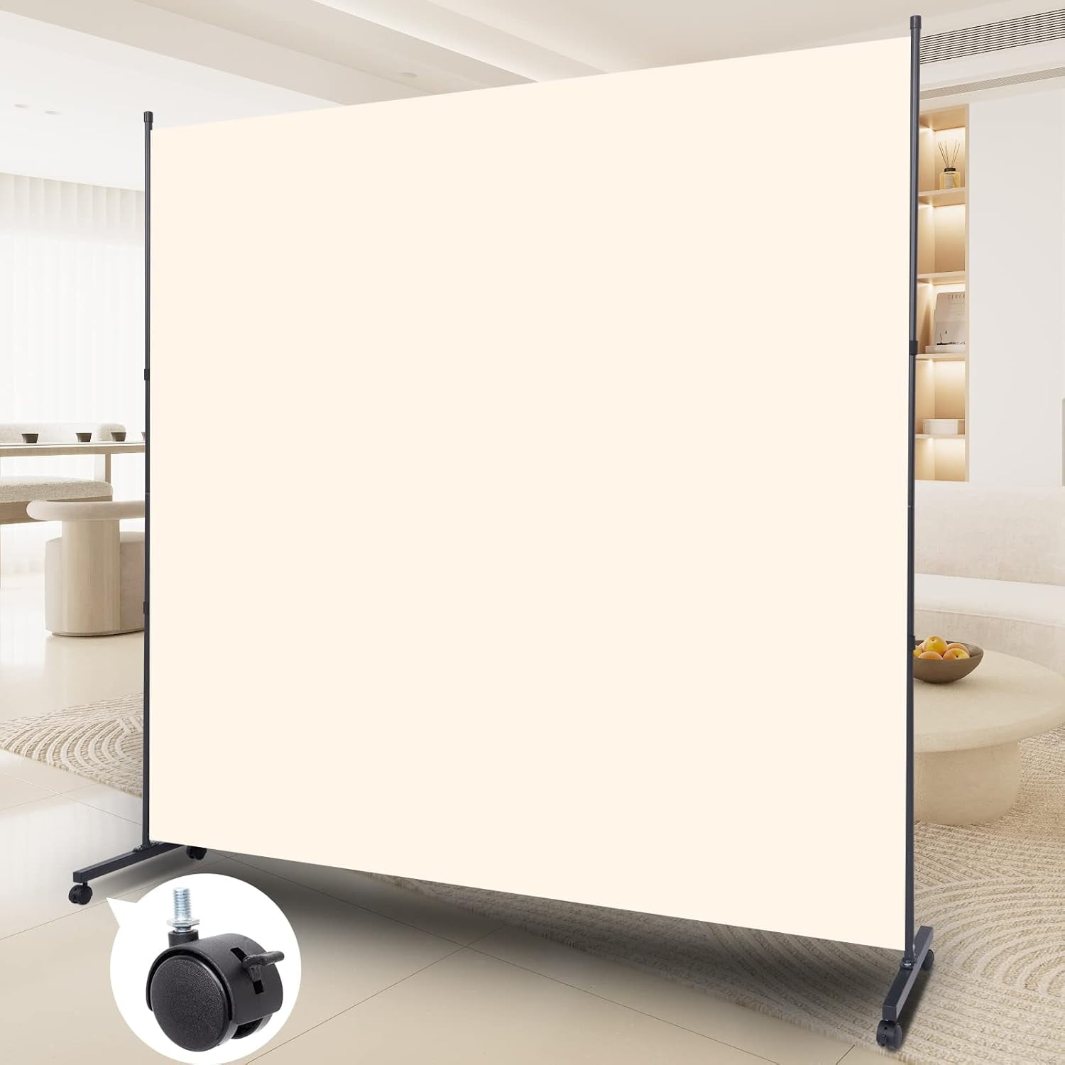 Single Panel Privacy Screen W/Wheels Room Divider, 71'' Wide Portable ...