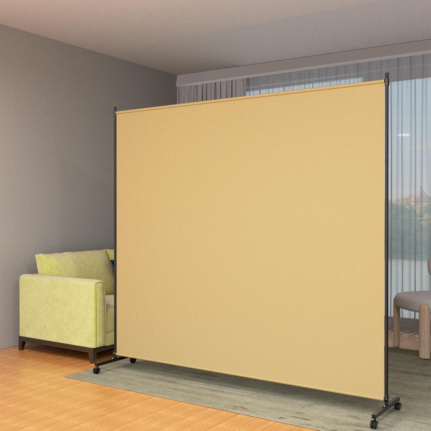 Single Panel Room Divider/Privacy Screen with Caster Wheels and Brakes ...