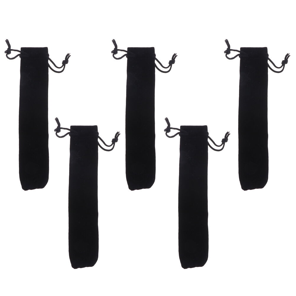 Single Pen Pouch Flannelette Drawstring Sleeve Black 5Pcs Set Sturdy ...