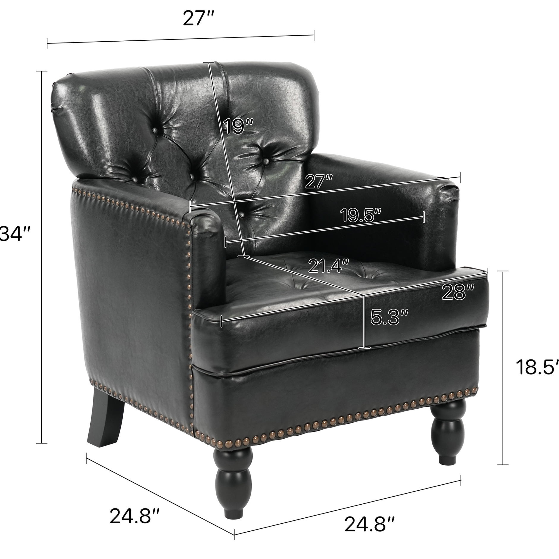 Single Person Upholstered Sofa Chair | Sloped Seat Back for Lumbar ...