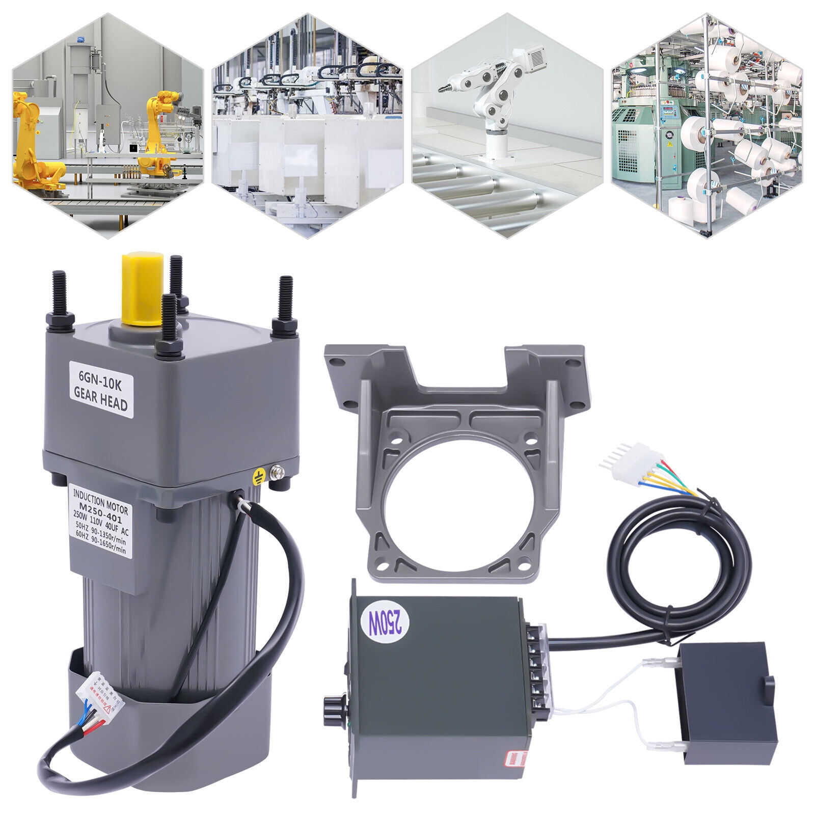 Single-Phase Gear Motor AC 110V 10RPM High Torque Variable Speed ...