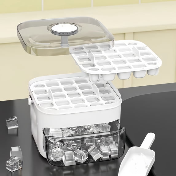 Single Piece Cube Ice Mold with Large Storage Capacity, Dual-Layer Ice ...