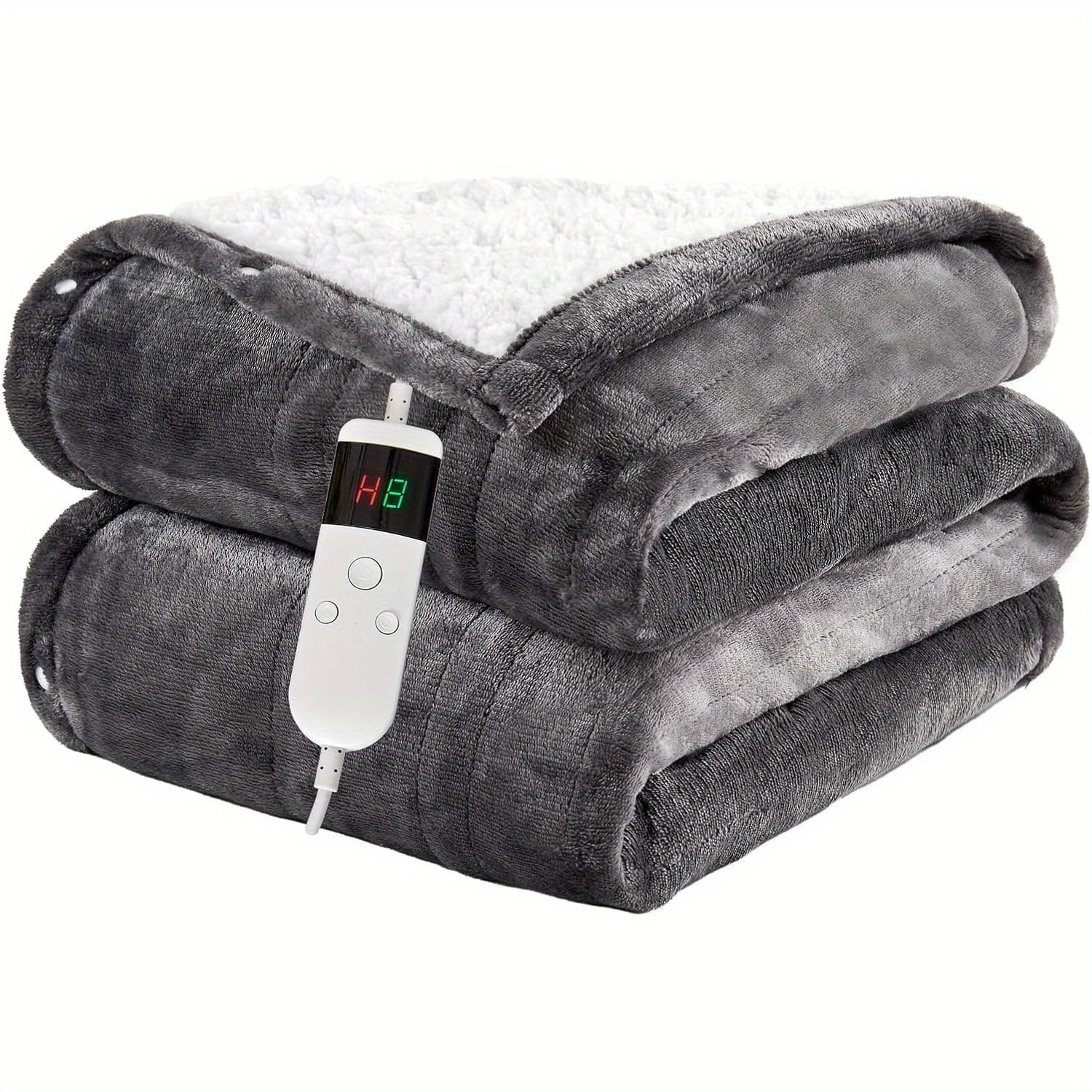 Single-Piece Heated Electric Throw Blanket: Plush Flannel with, 10 ...