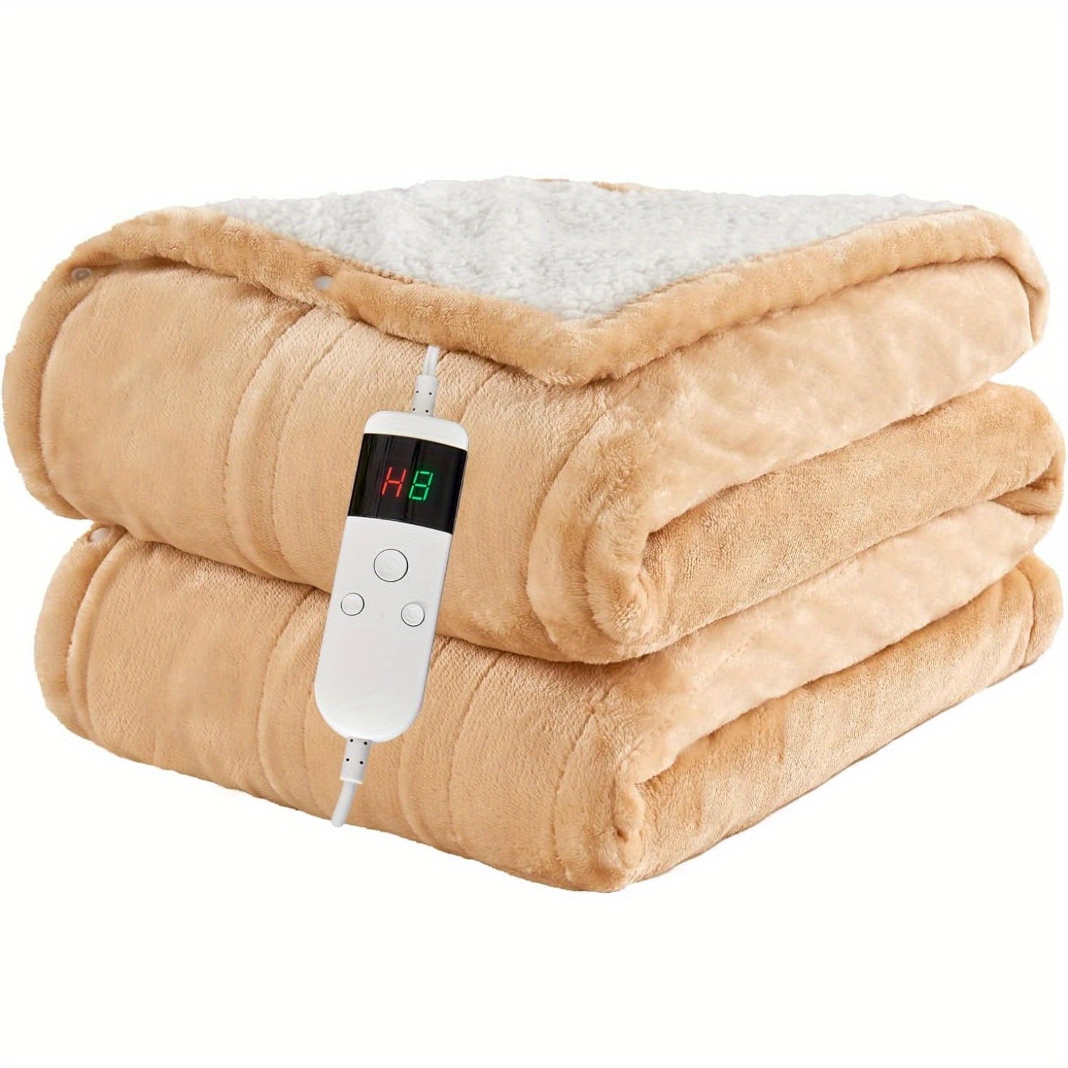 Single-Piece Heated Electric Throw Blanket: Plush Flannel with, 10 ...