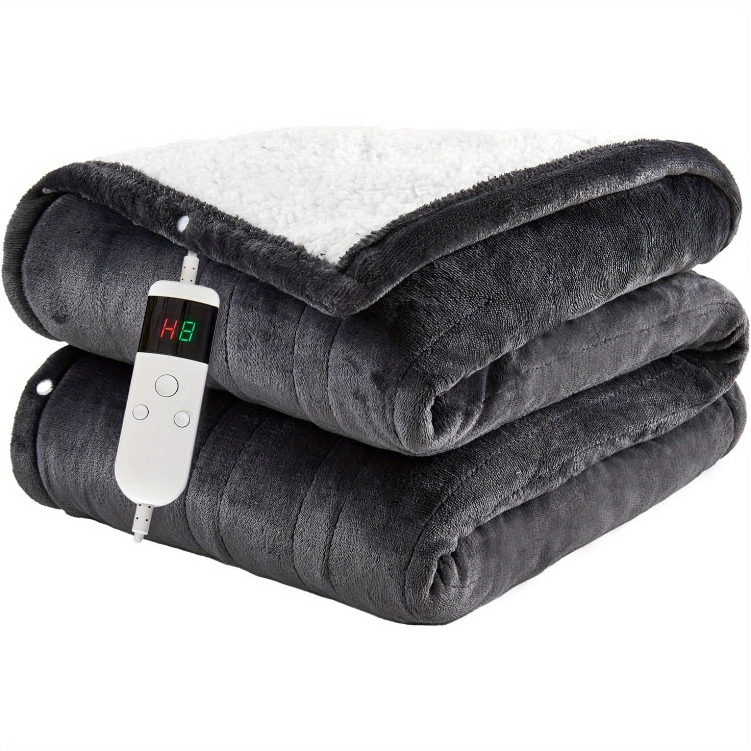 Single-Piece Heated Electric Throw Blanket: Plush Flannel with, 10 ...