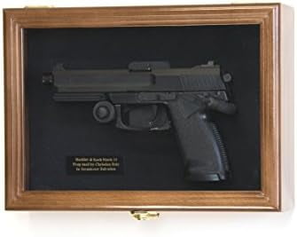 Single Pistol Display Case Wall Mount Solid Hardwood Cabinet Gun Holder ...