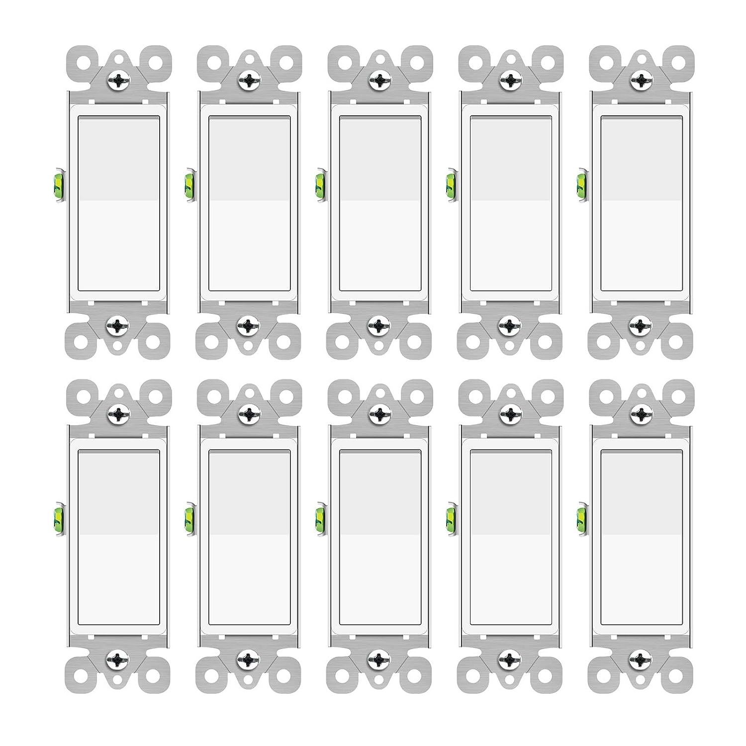 Single Pole Light Switch,NineLeaf 10 Pack 15 Amp Decora Rocker ...