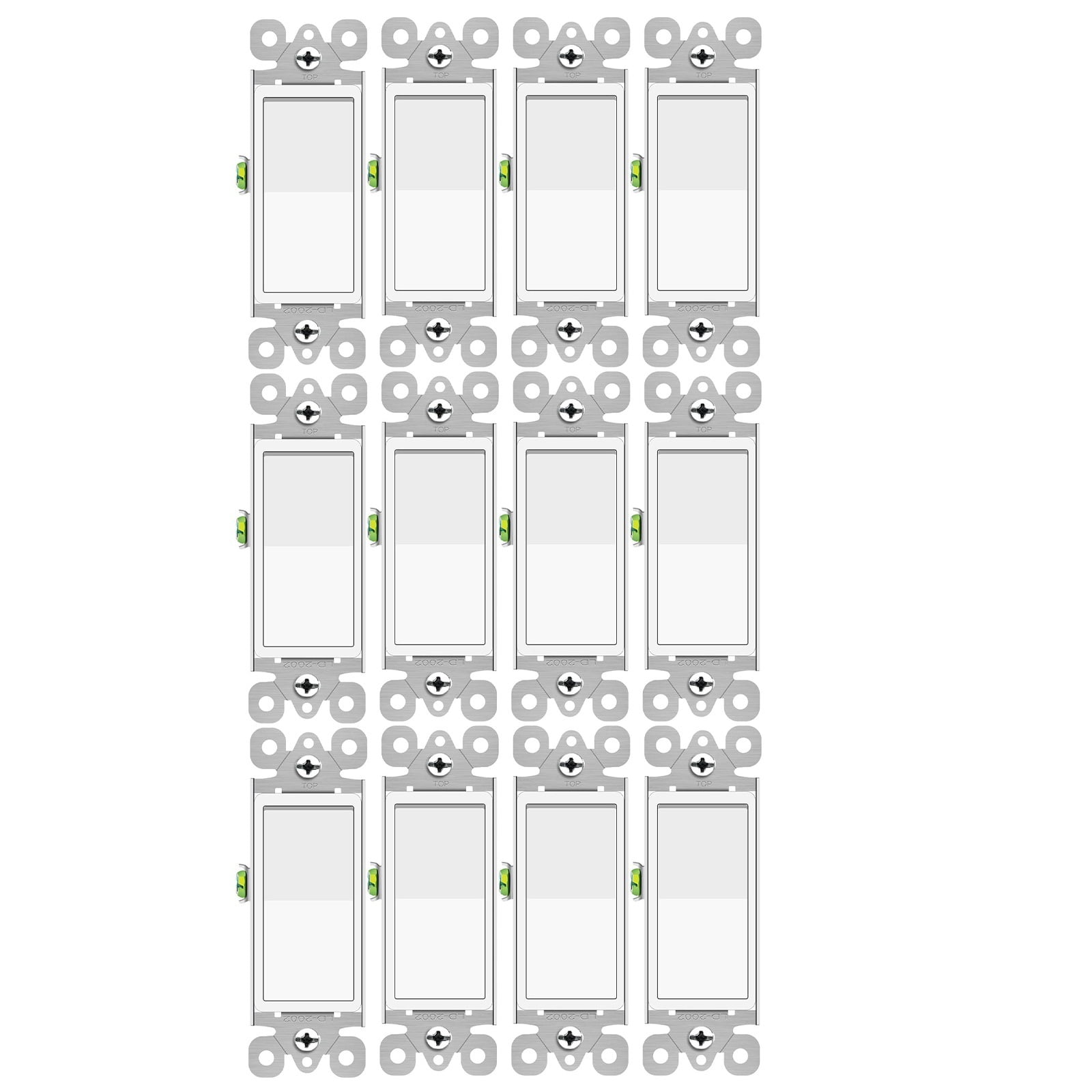 Single Pole Light Switch,NineLeaf 12 Pack 15 Amp Decora Rocker ...