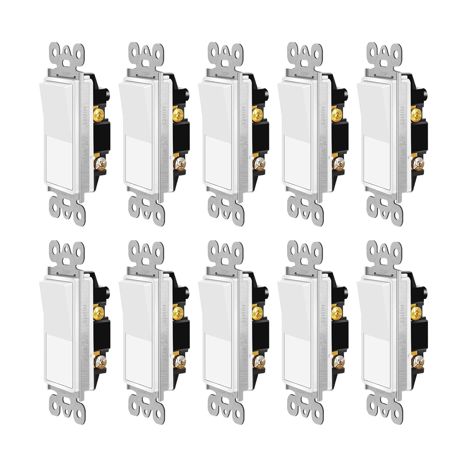 Single Pole Rocker Light Switch,10 Pack Decora Switch White, 15 Amp ...