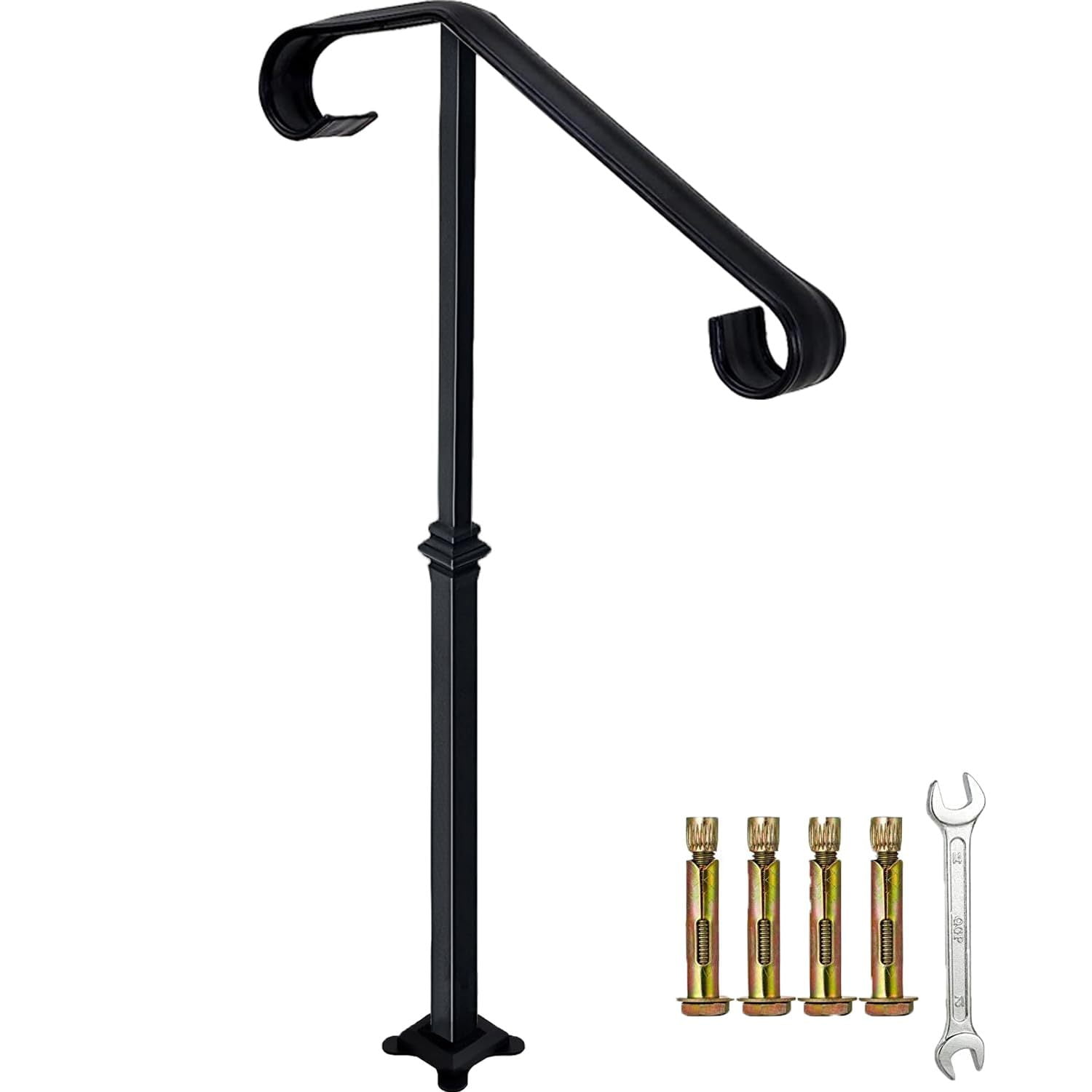 Single Post Handrail for Outdoor Steps Wrought Iron Handrail Fits 1 or ...