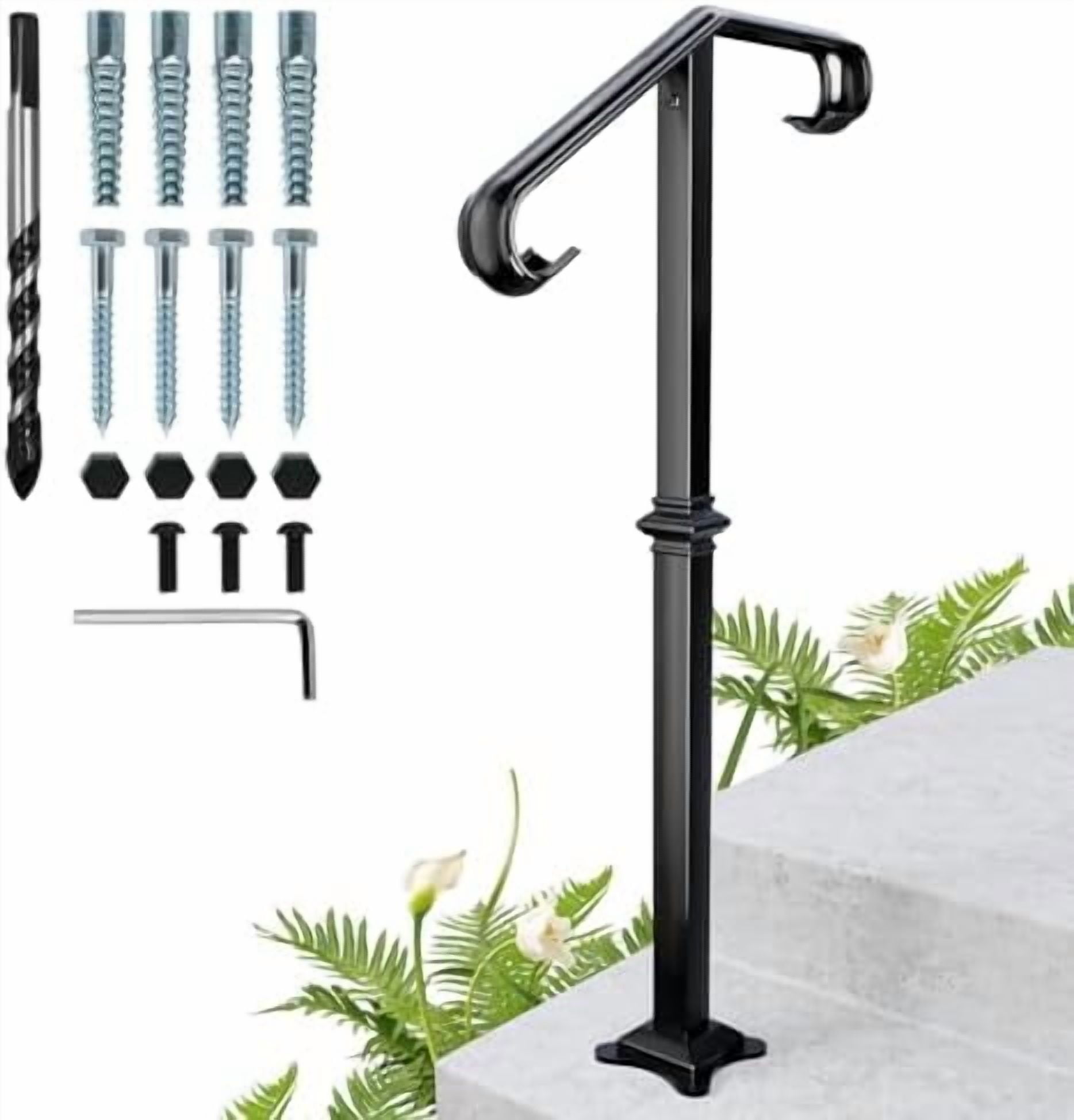Single Post Wrought Iron Handrail Stair Railing Handrails for Outdoor ...