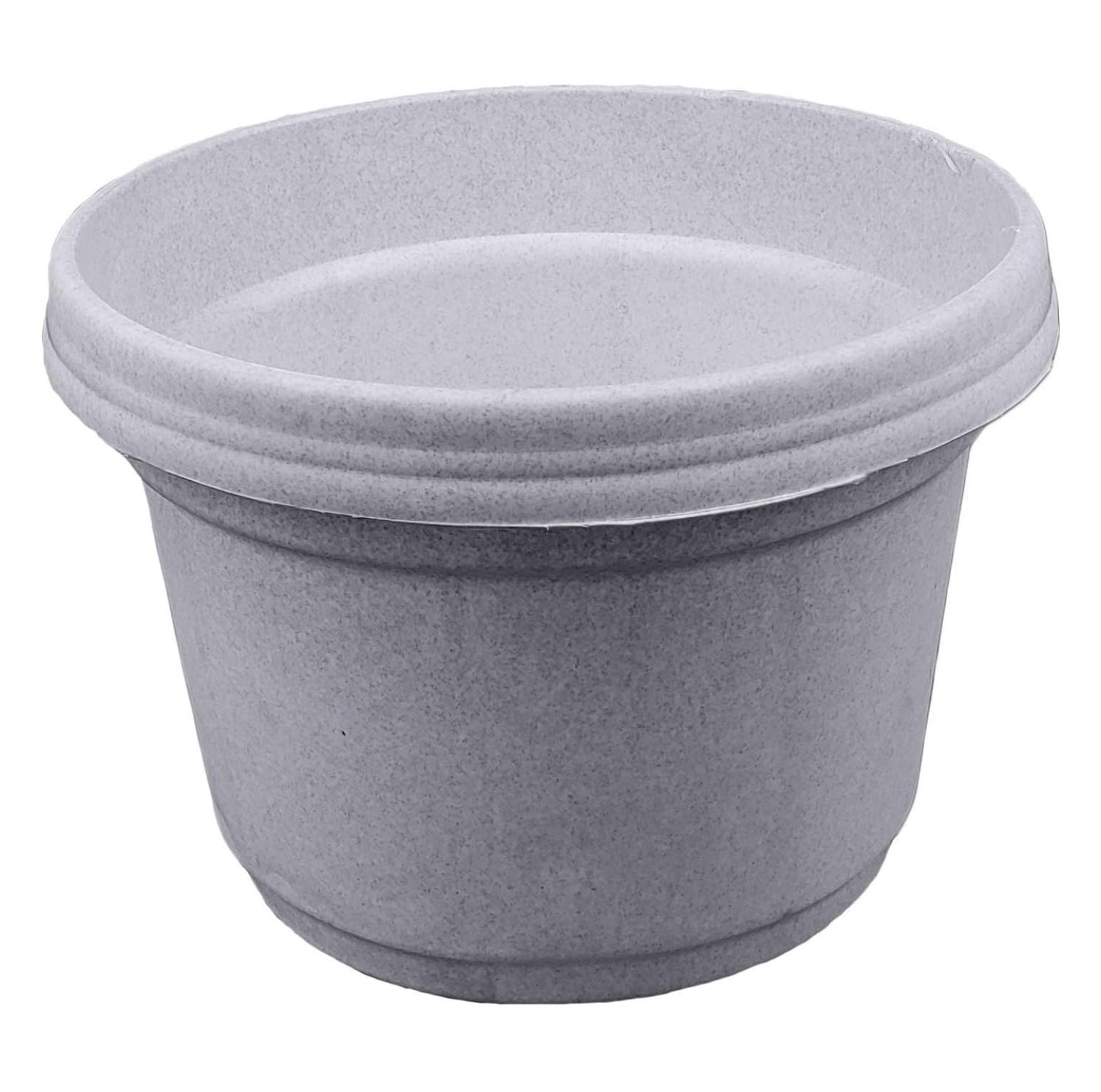 Single Pot and Saucer, 12 inch White Granite, Plastic Flower Pot ...