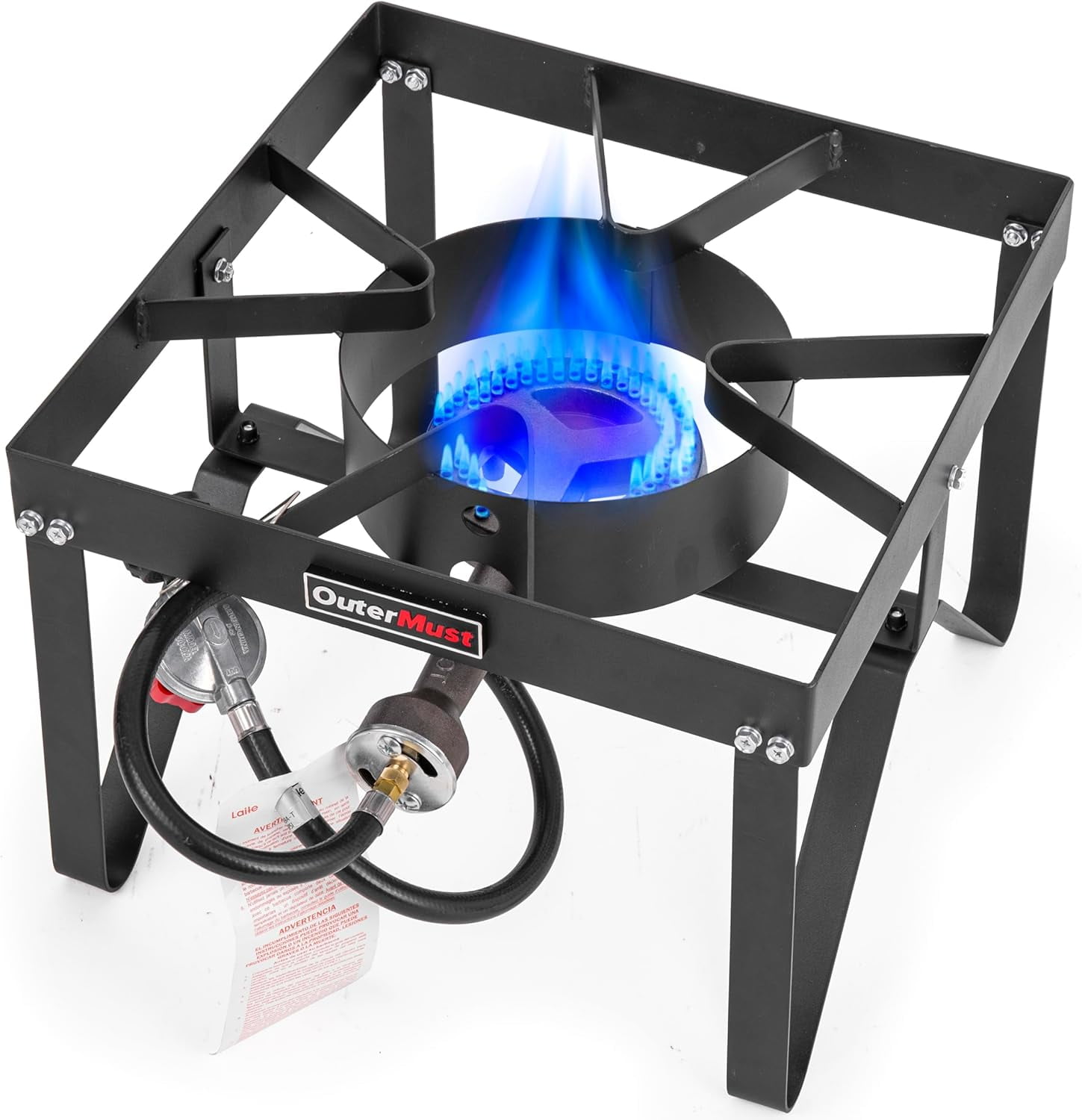 Single Propane Burner Heavy Duty Gas Stove for Outdoor Cooking with 10 PSI Regulator and Cast ...