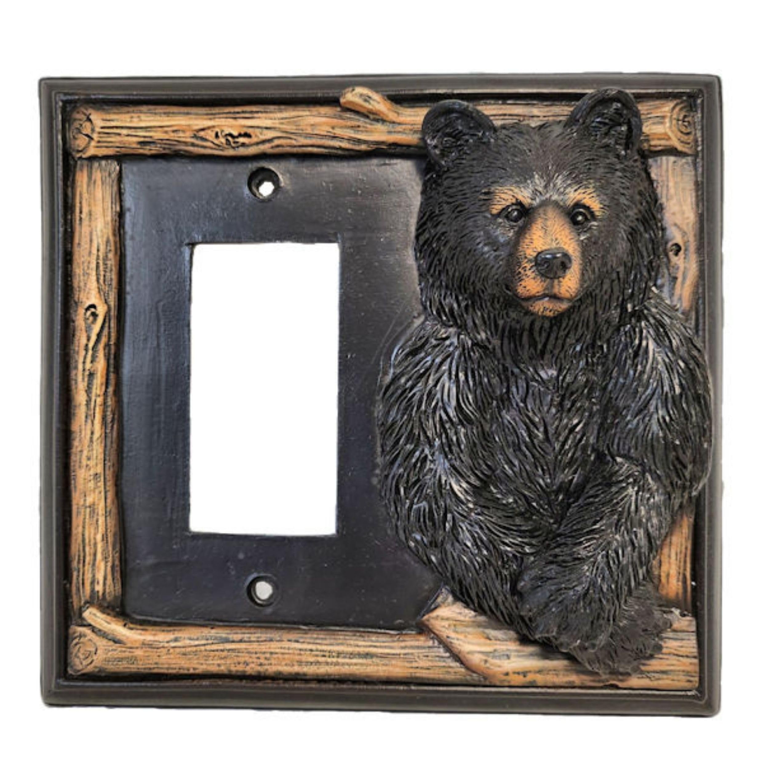 Single Rocker Decorative Light Switch Cover Plate with Black Bear and ...