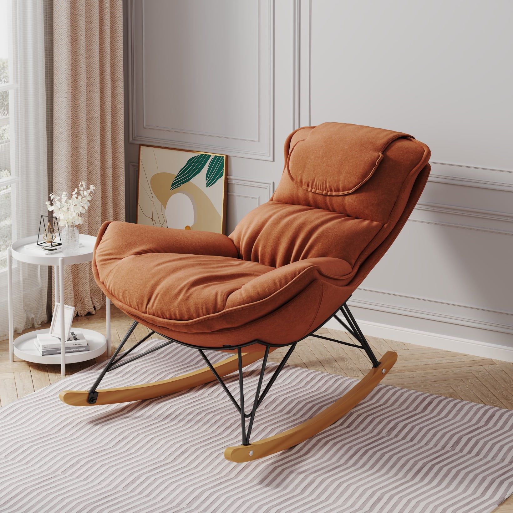 Single Rocking Chair without Handrail, Leisure Sofa Chair with ...