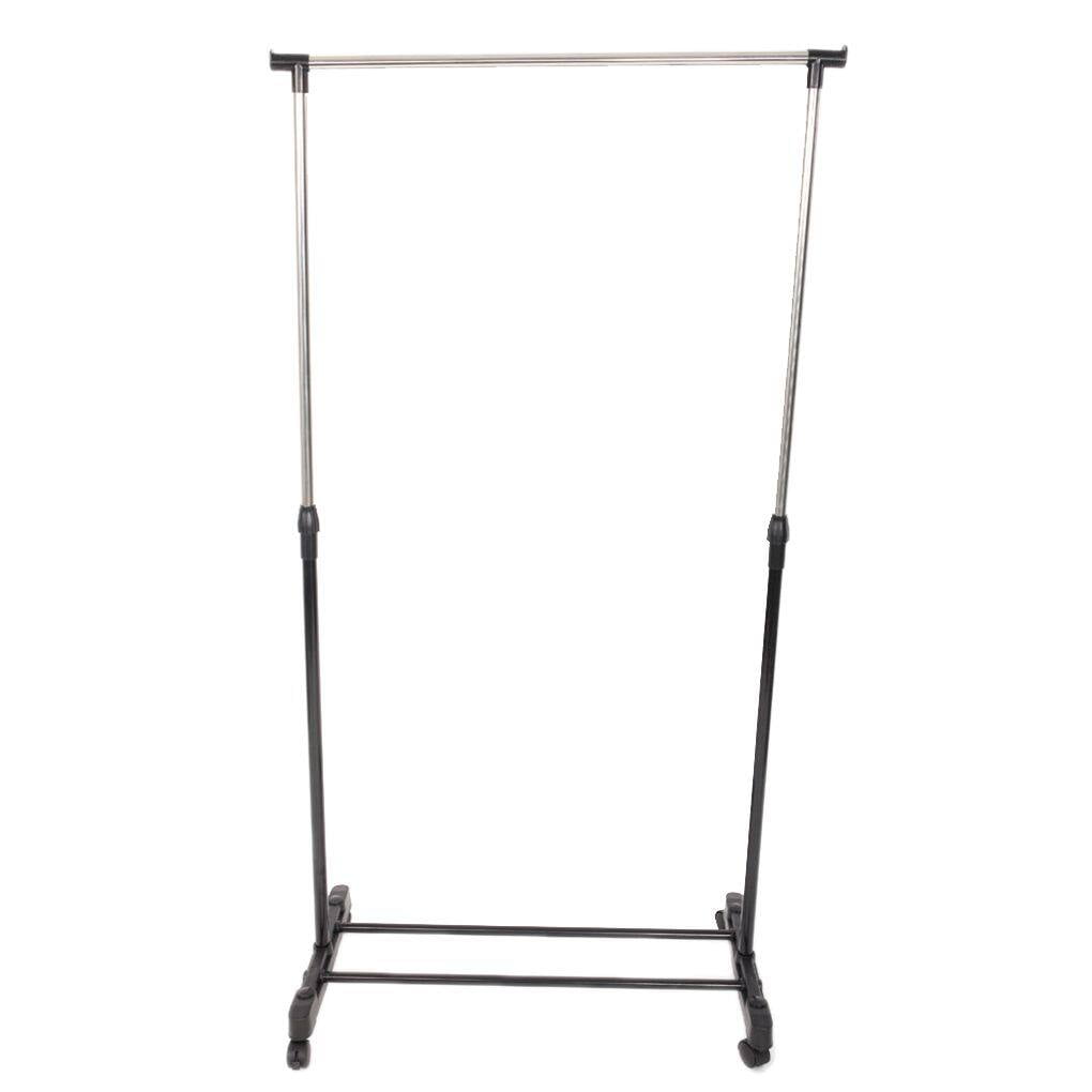 Single Rod Rolling Garment Rack Movable Adjustable Height Clothing ...