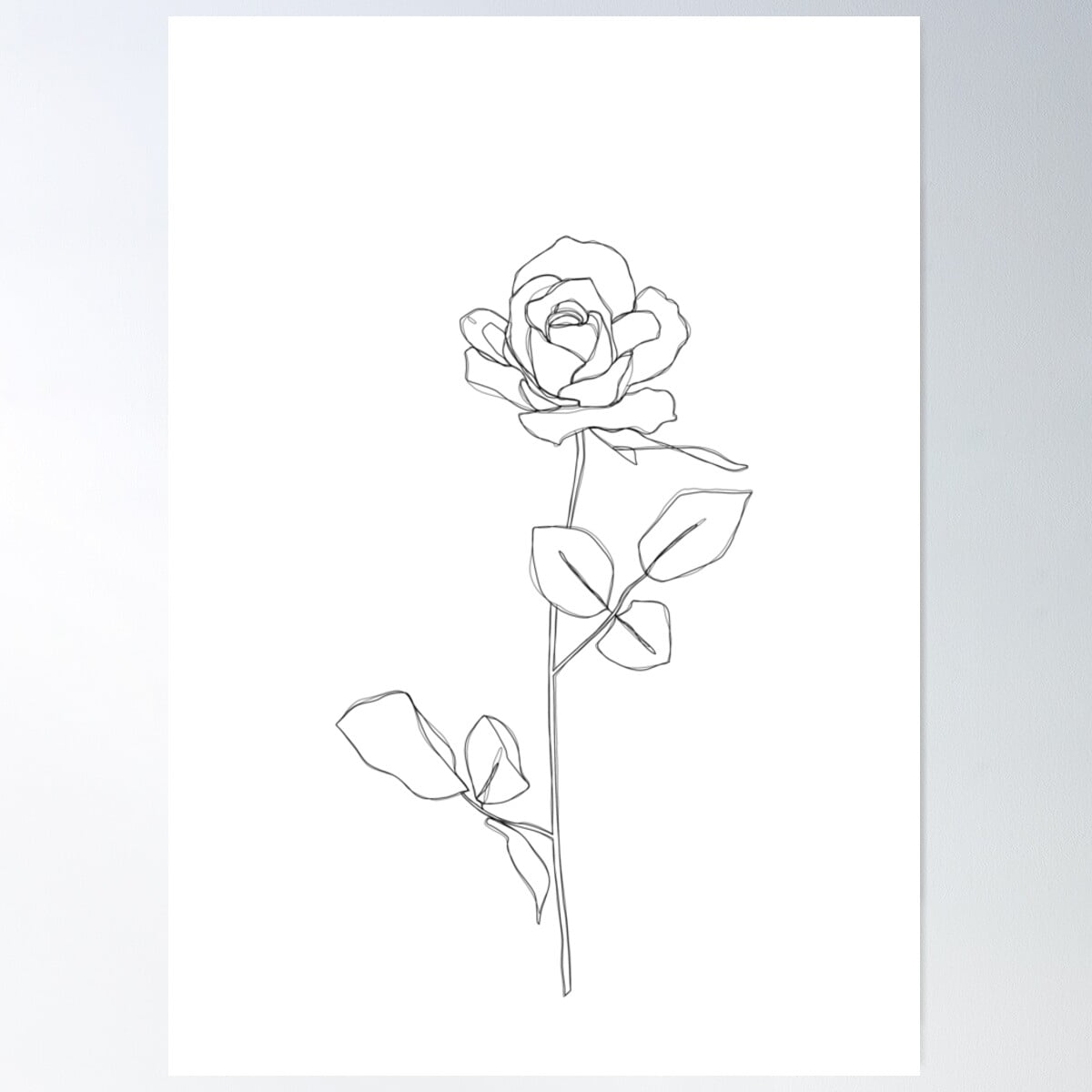 Single Rose Illustration - Joelle Poster Wall Art, Modern Wall Decor ...