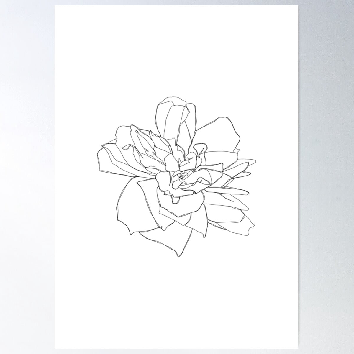 Single Rose Illustration - Magda Poster Wall Art, Modern Wall Decor For ...