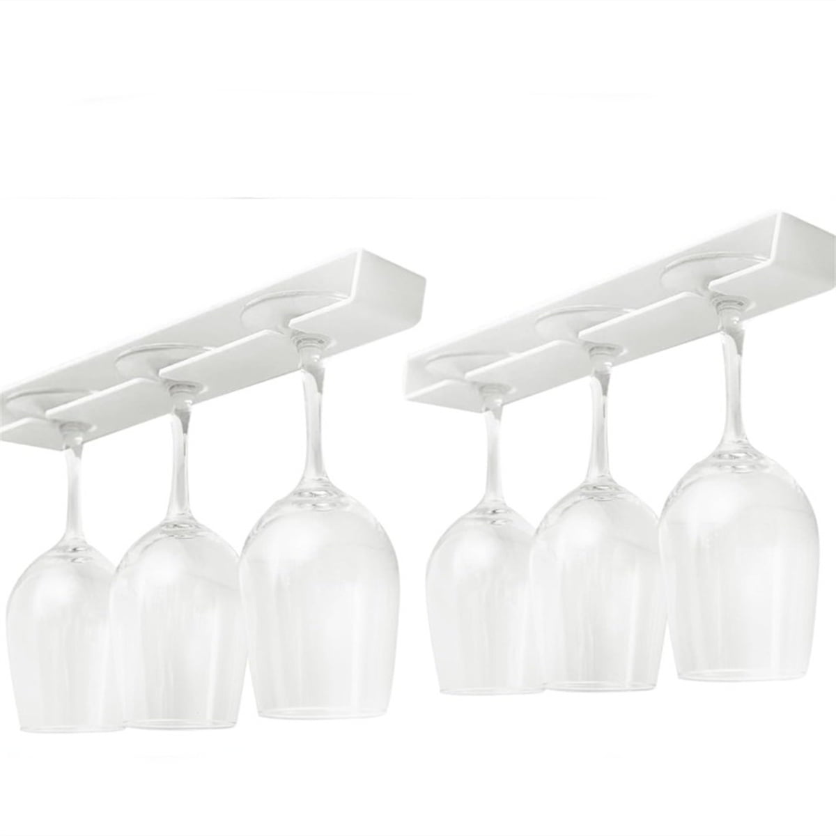 Single-Row Wine Glass Rack 2 Pcs,Wine Glass White Holder,Under Shelf ...