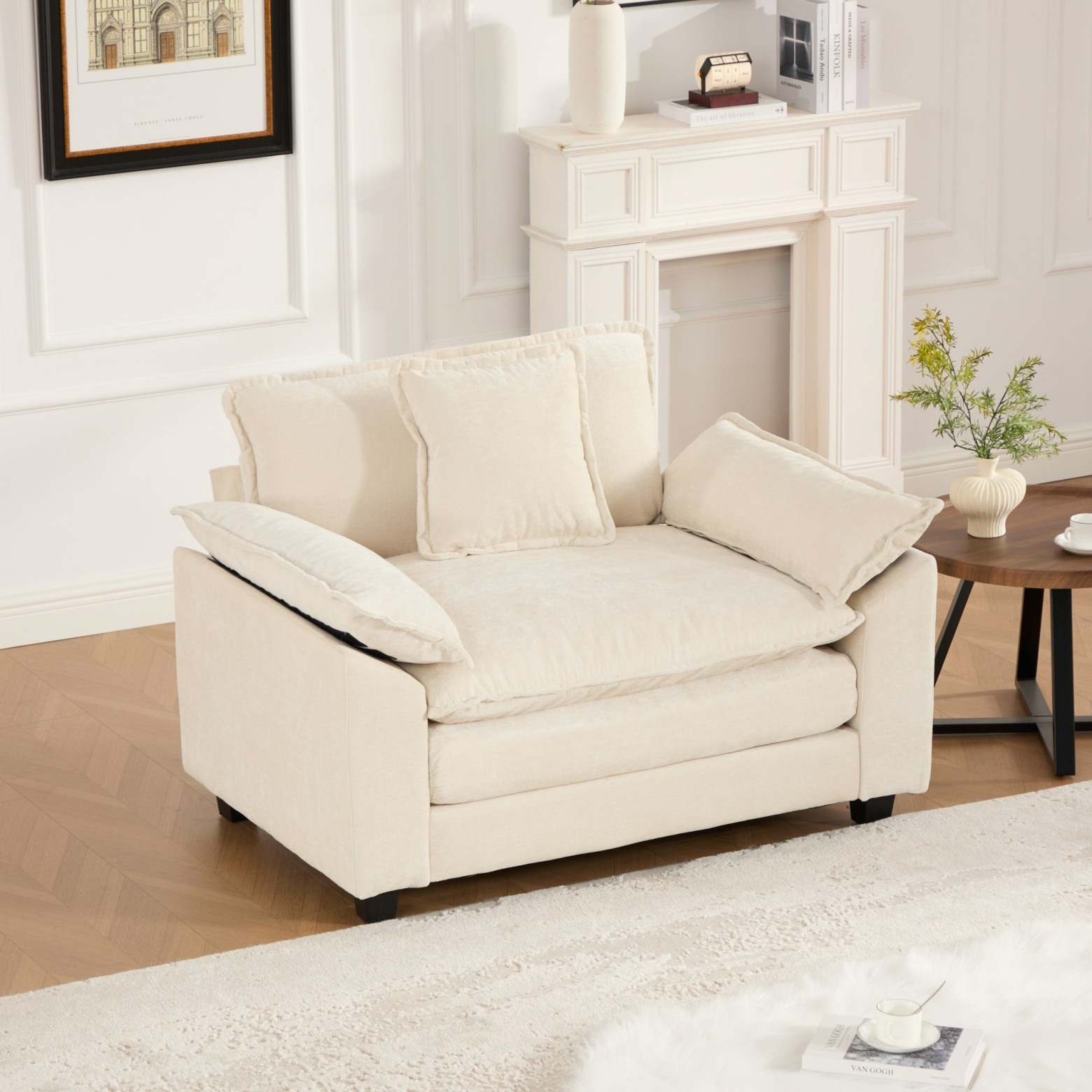 Single Seat Cloud Sofa, Modern Chenille Fabric Sectional Couch, Comfy ...