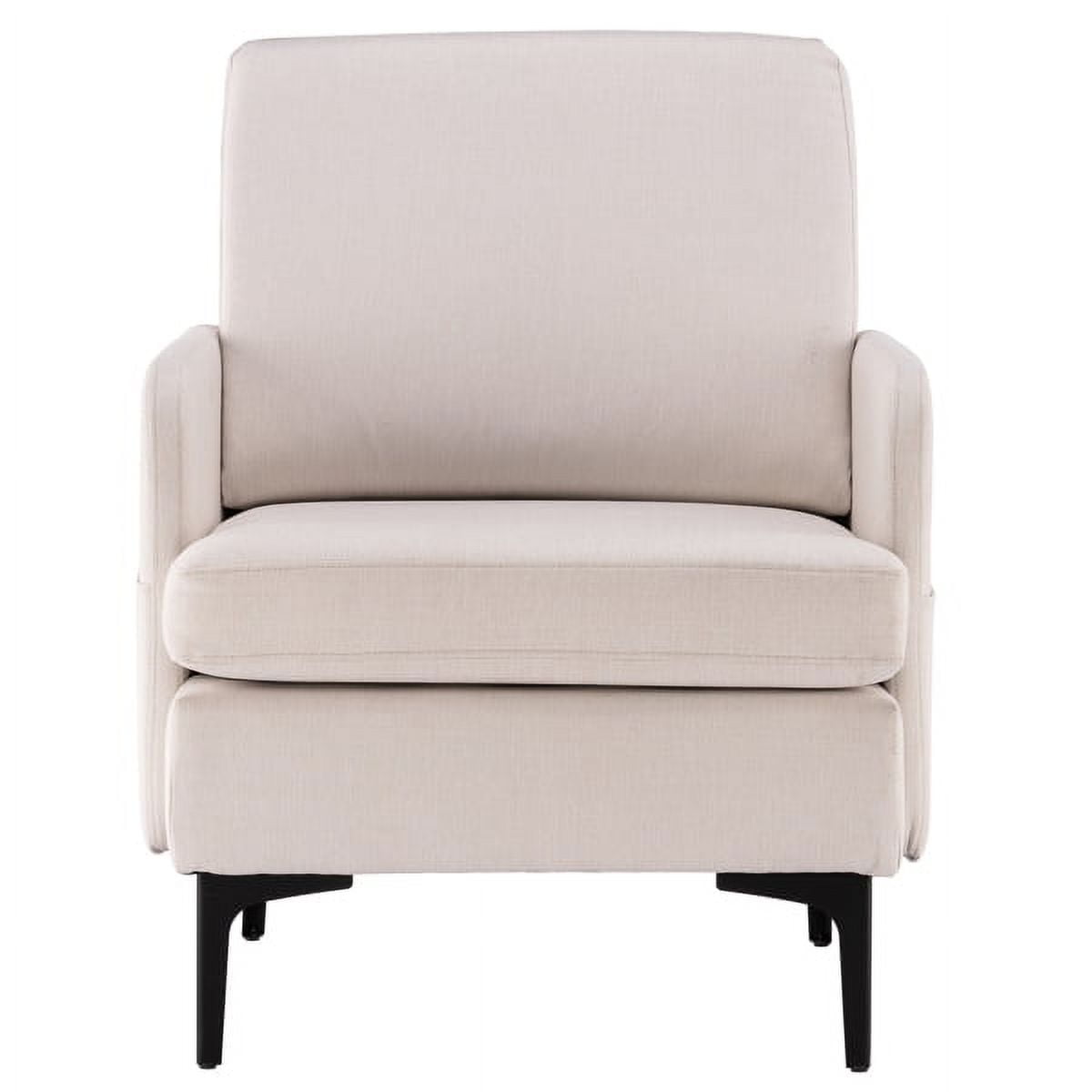 Single Seat Lounge Chair with 4 Side Pockets, Linen Fabric Upholstered ...