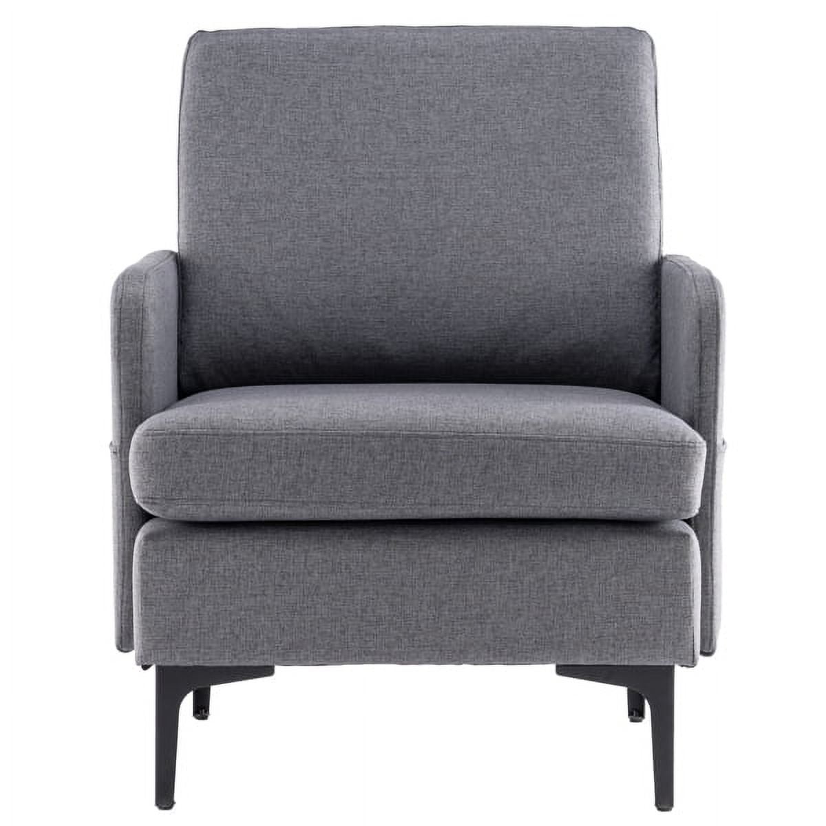 Single Seat Lounge Chair with 4 Side Pockets, Linen Fabric Upholstered ...