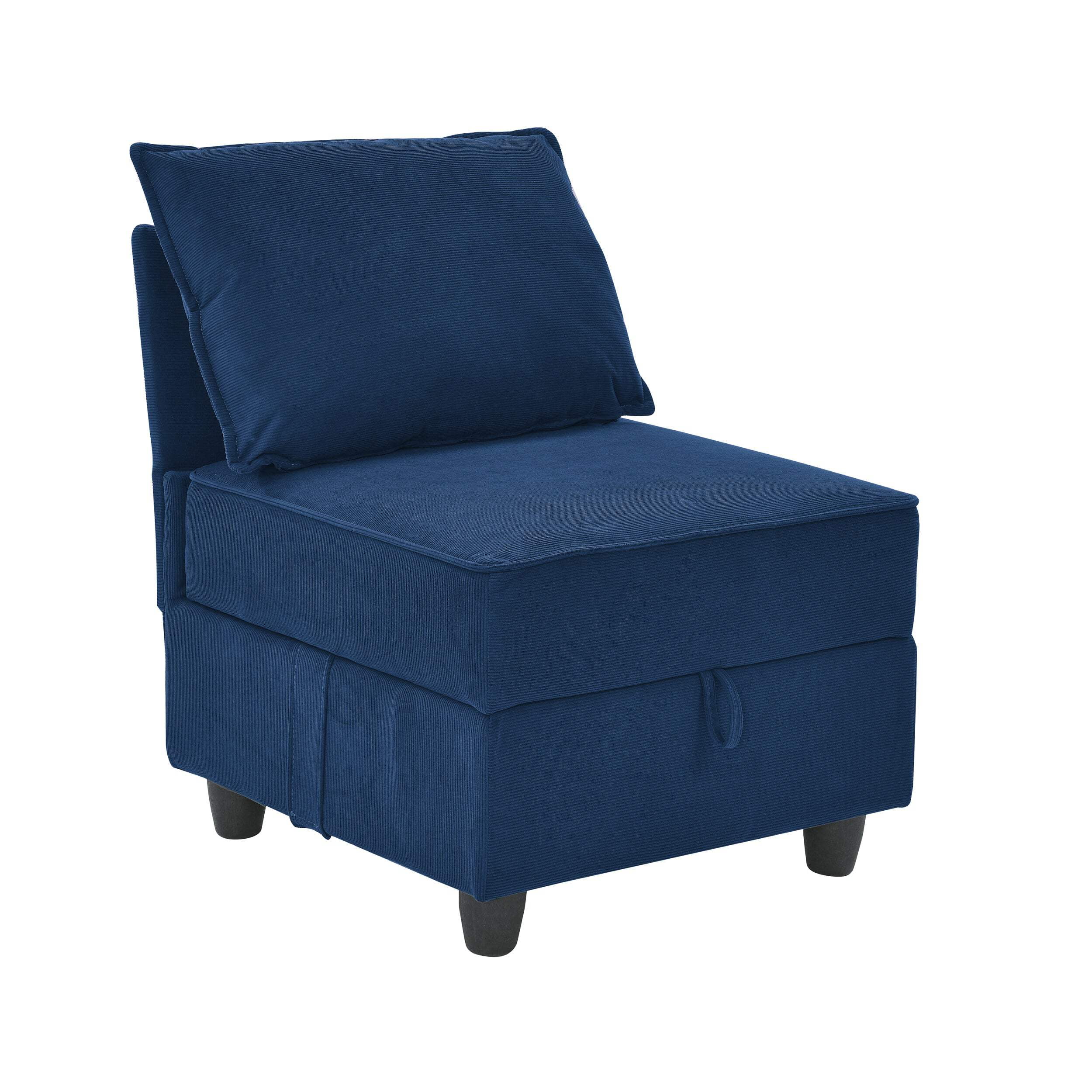 Single Seat Of Module Sofa Without Armrest, Navy Blue Corduroy Velvet ...