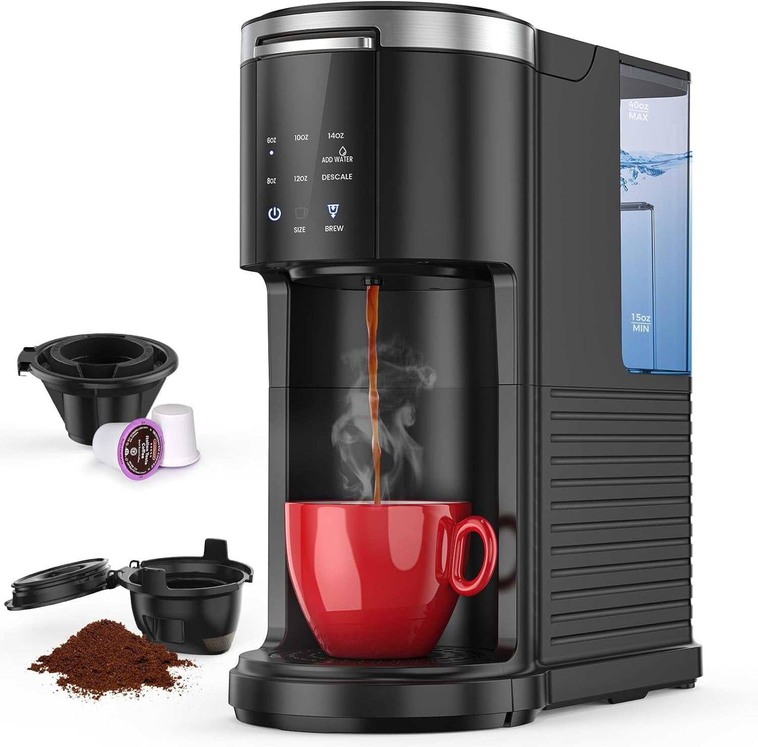 Single Serve Coffee Maker, Coffee Brewer for K-Cups Pods and Ground ...