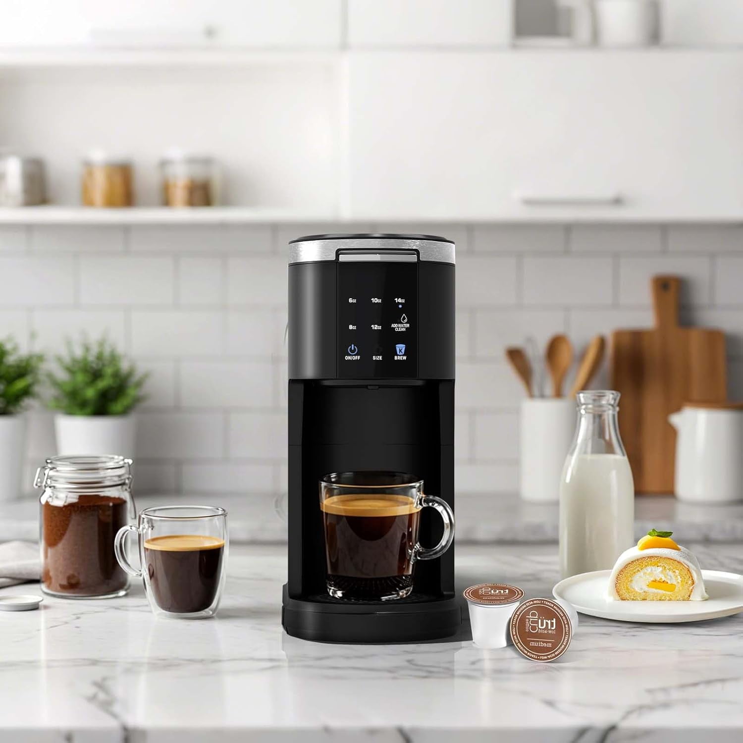 Single Serve Coffee Maker for Capsule and Ground Coffee, 6 to 14oz Brew ...