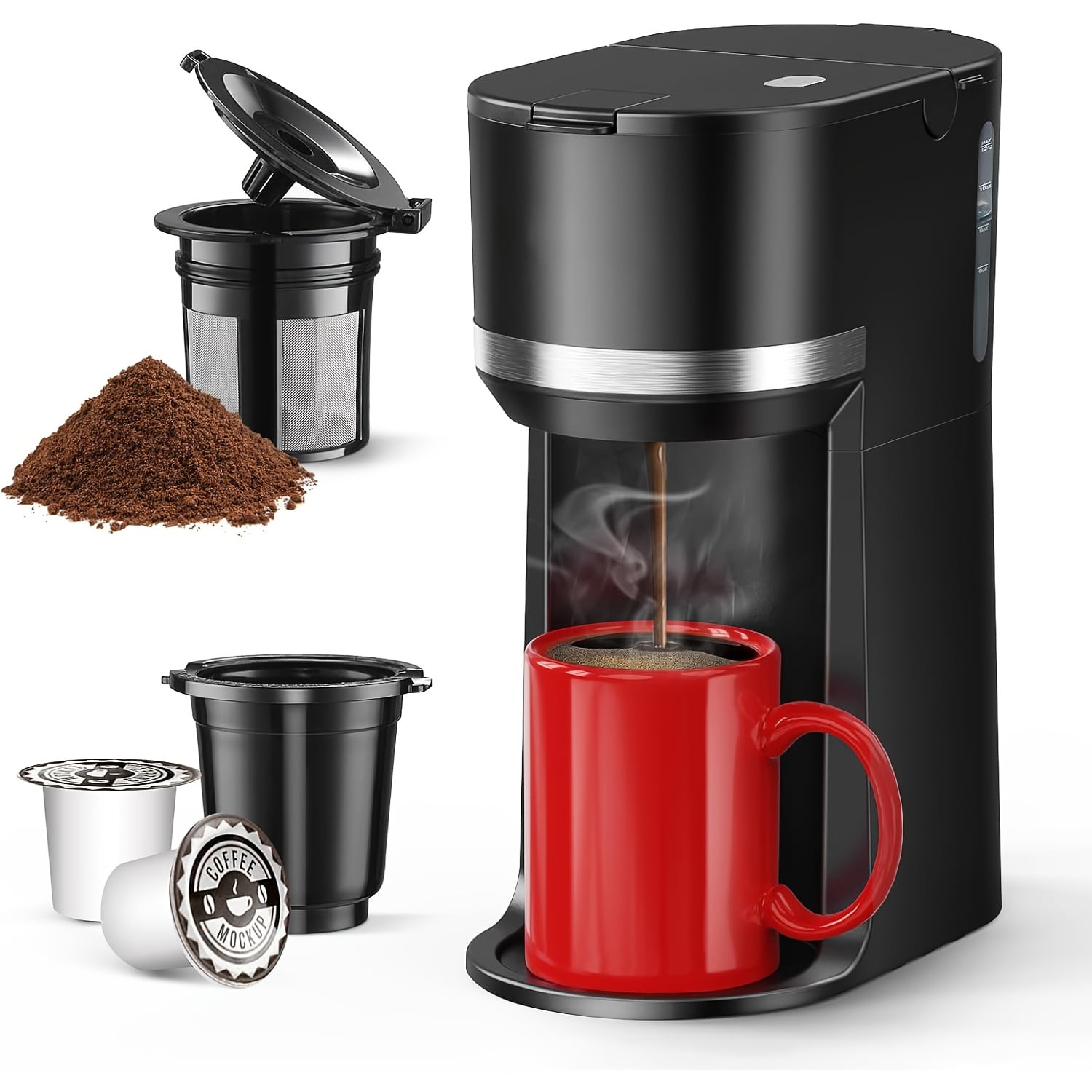 Single Serve Coffee Maker Compatible for K-Cup Pods & Ground Coffee ...