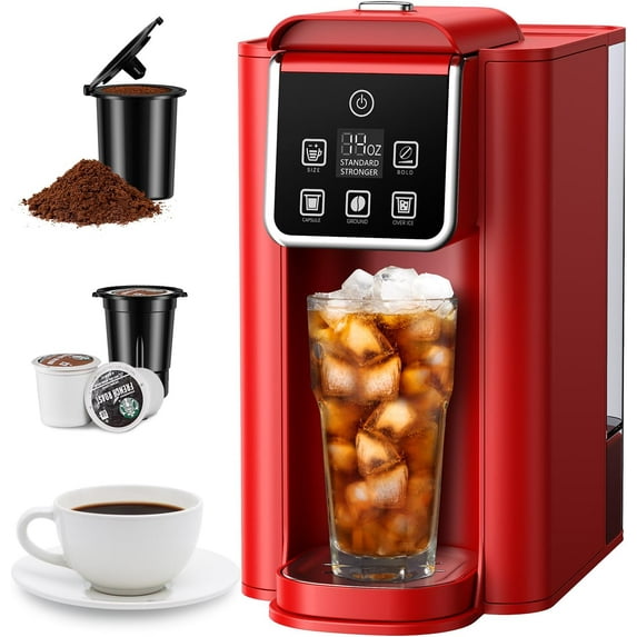 Single Serve Coffee Maker, Hot & Iced Machine for K Cup and Grounds, 6 ...