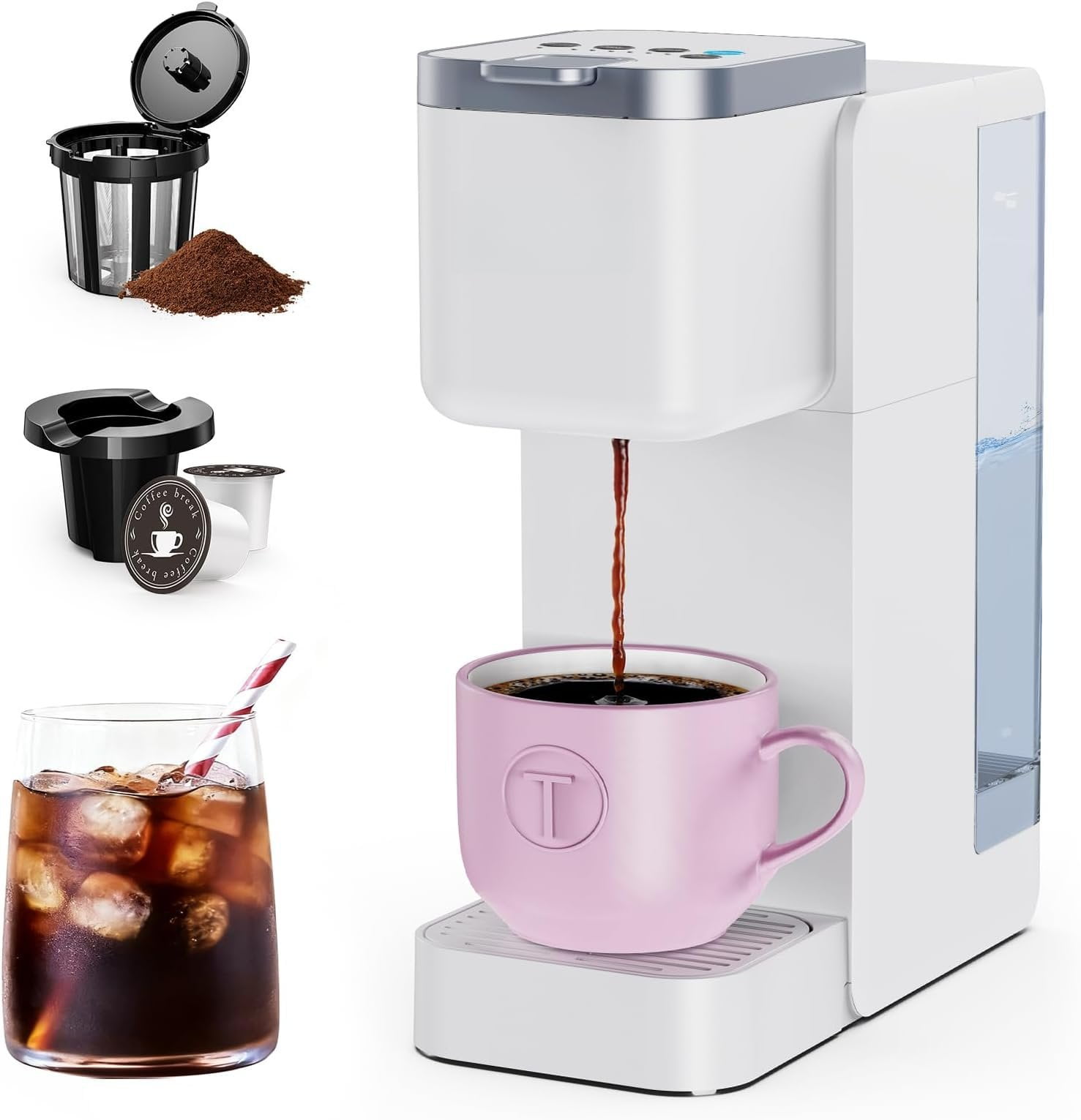 Single Serve Coffee Maker, Iced and Hot Coffee Machine for K Cup ...