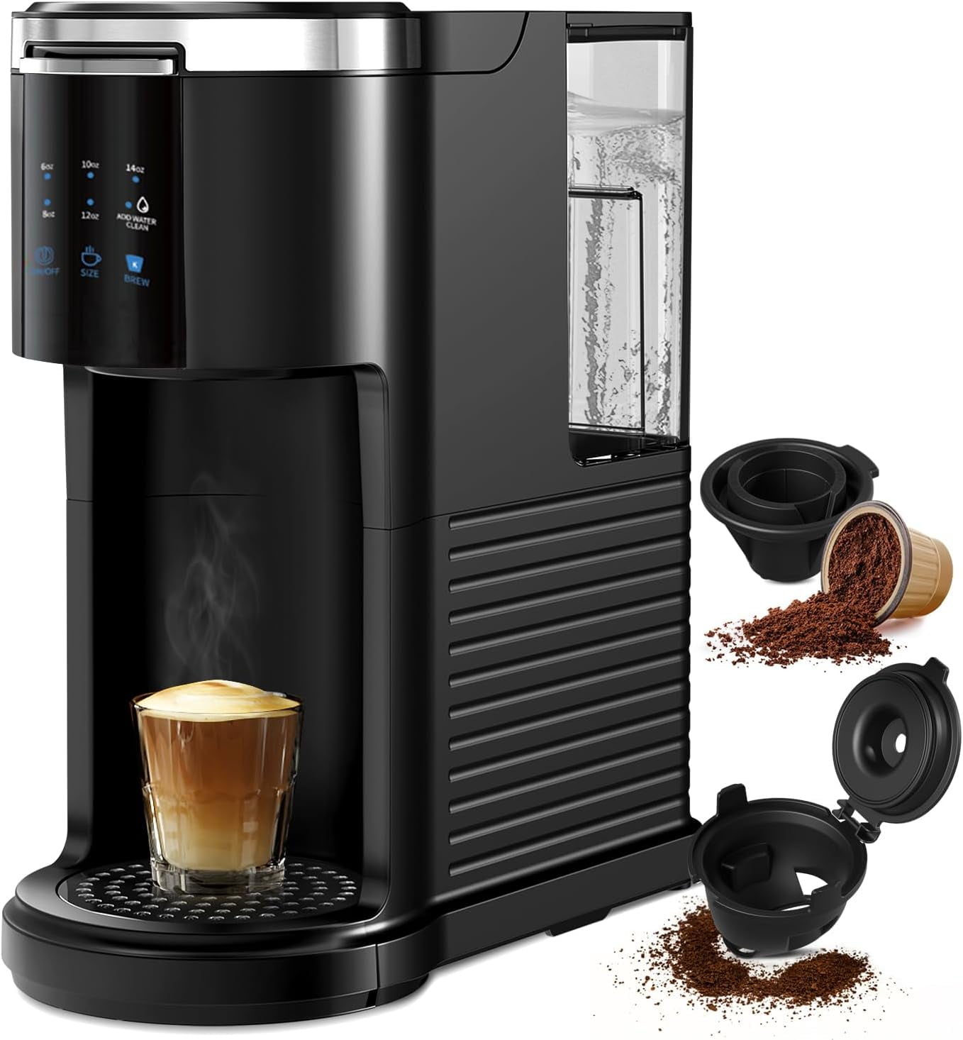 Single Serve Coffee Maker K Cup 2 in 1 Coffee Machine with Ground ...