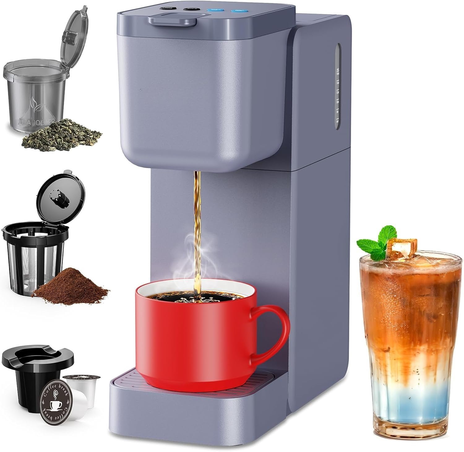 Single Serve Coffee Maker for K Cup, Ground and , Hot and Iced Coffee ...