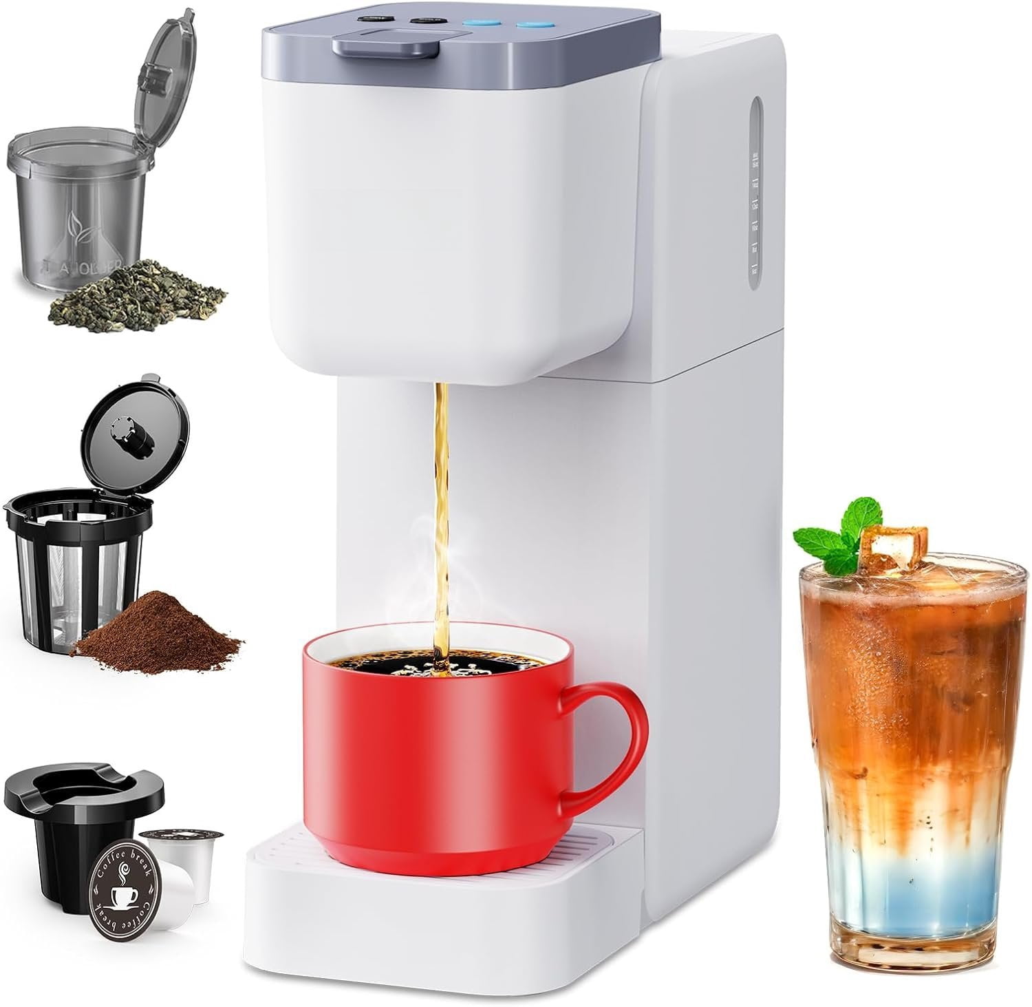 Single Serve Coffee Maker for K Cup, Ground and , Hot and Iced Coffee ...
