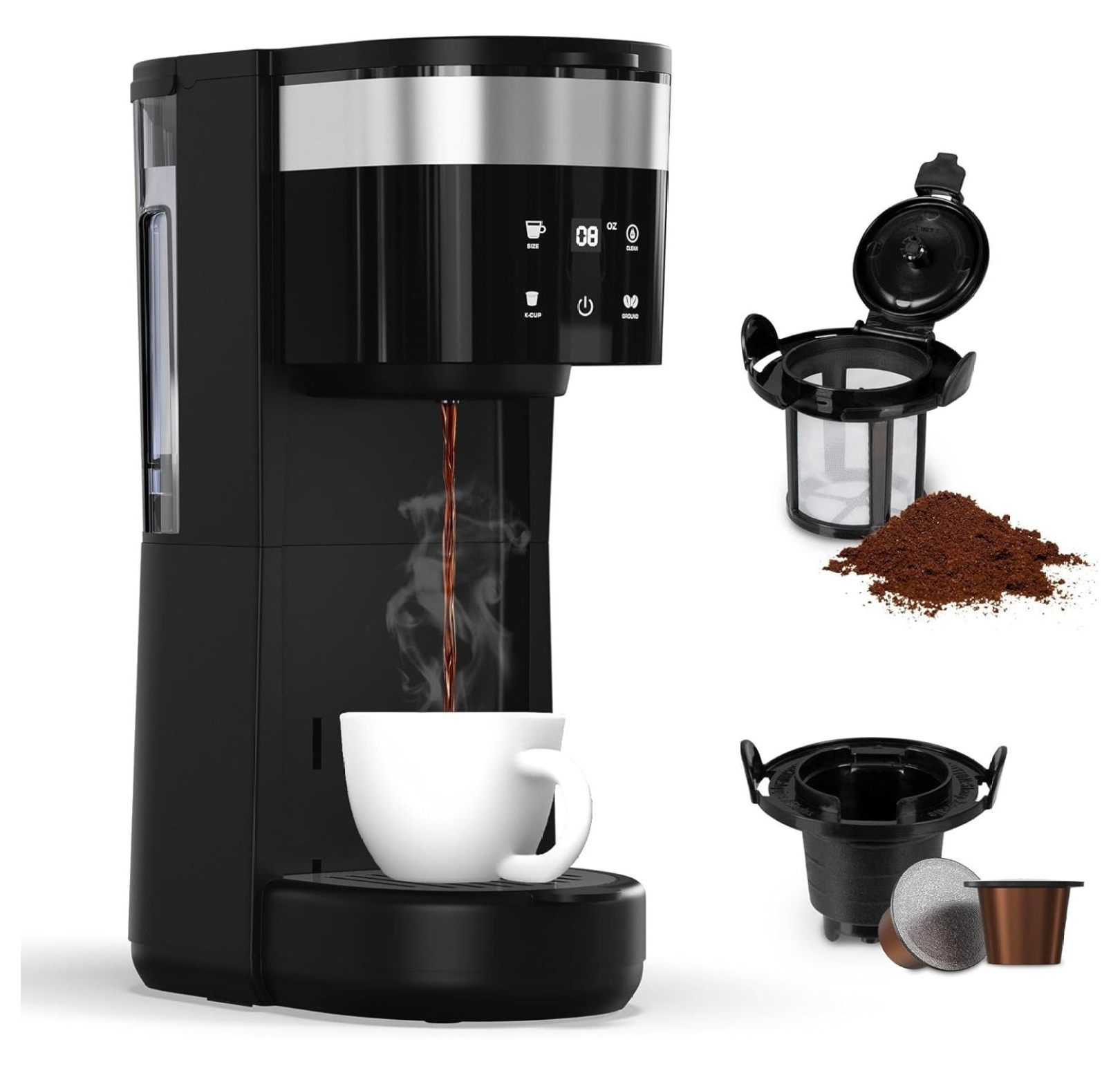 Single Serve Coffee Maker for K Pod & Ground Coffee & Teas, Single Cup ...