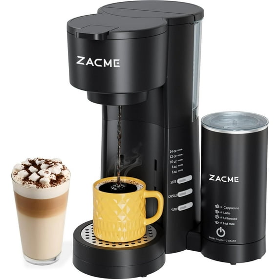 Single Serve Coffee Maker with Milk Frother, Coffee Machine with ...