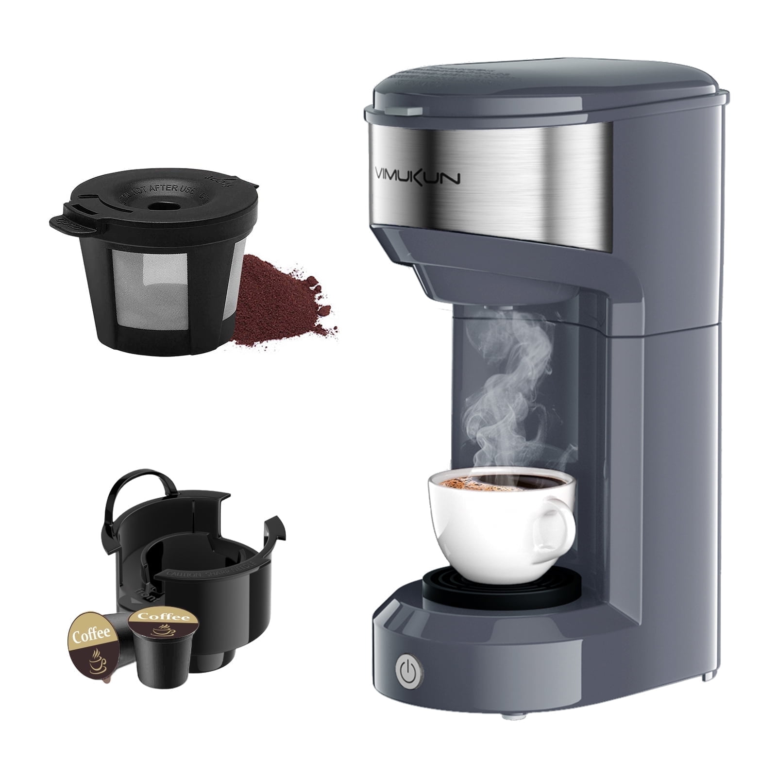 Single Serve Coffee Maker, 2-in-1 Coffee Brewer for K-Cup and Ground ...