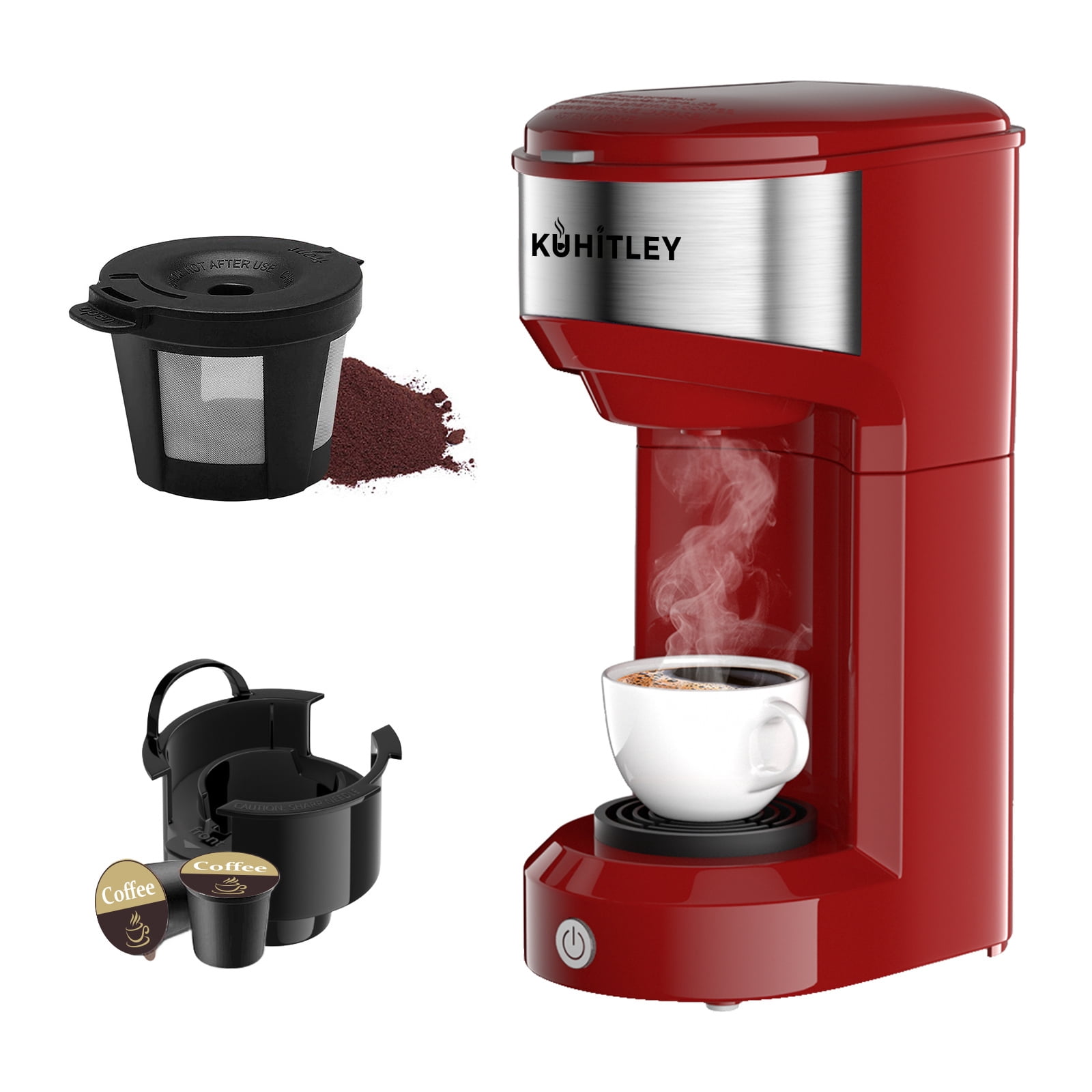"Kuhitley Mini Single Serve Coffee Maker, K Cup and Ground Coffee, 90 ...