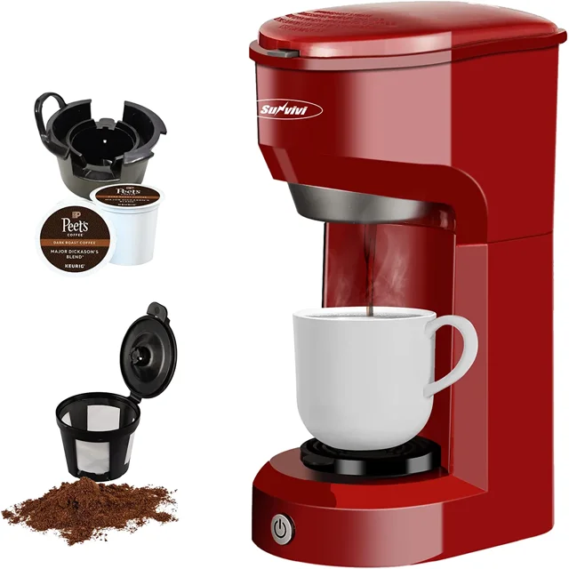 SuperJoe Single Serve Coffee Maker, Mini Brewer for K-Cup Pods & Ground ...