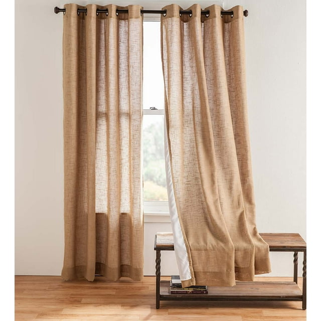 Single Sheer Linen Window Curtain Panel with Grommets, Toffee - Walmart.com