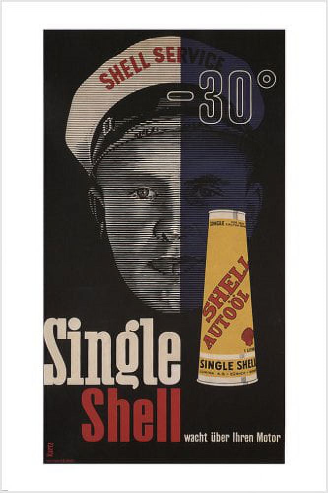 Single Shell Oil Vintage Ad Poster Helmuth Kurtz Switzerland 1932 20x30 ...
