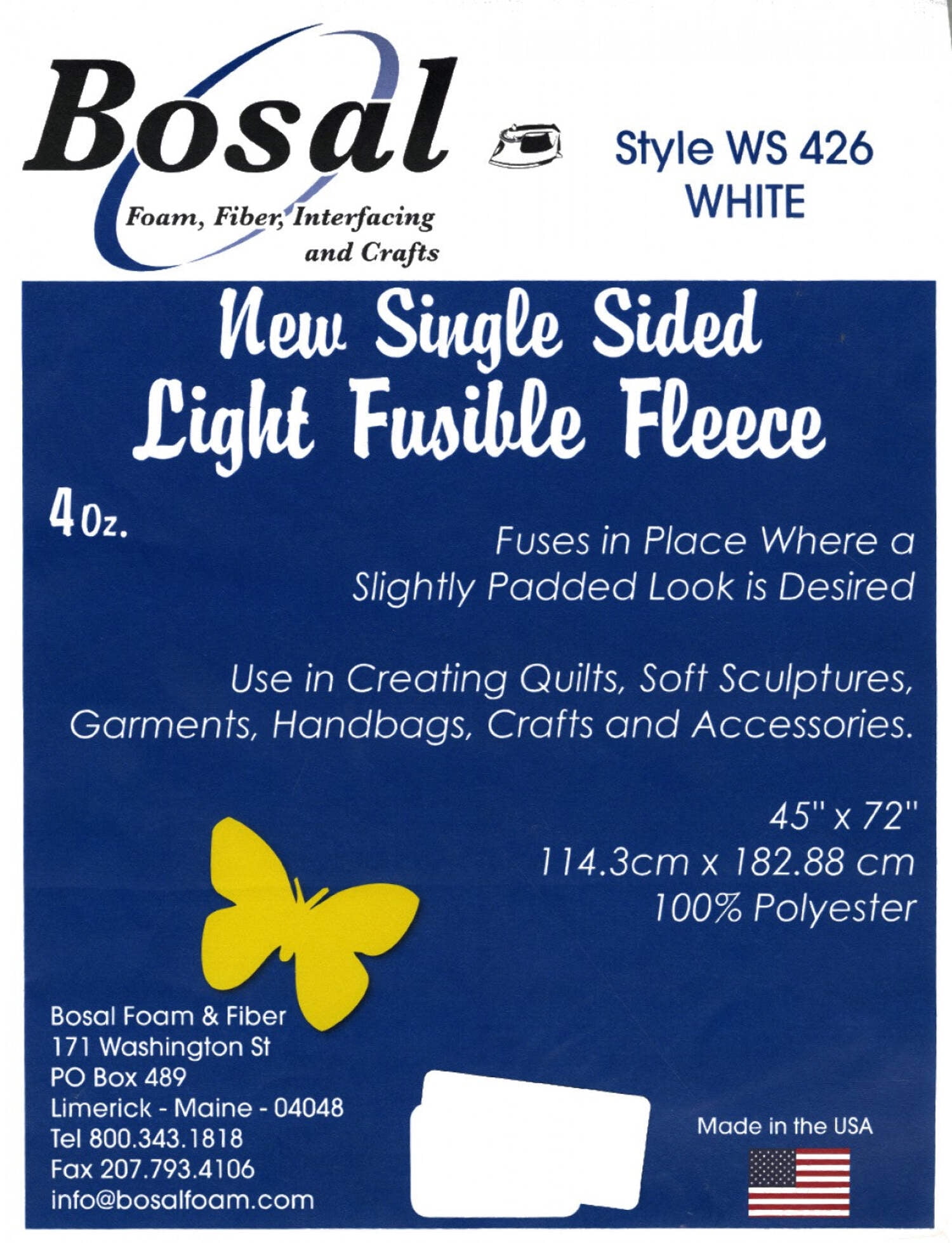 Single-Sided Light Fusible Fleece 45-Inches x 72-Inches by Bosal Foam ...