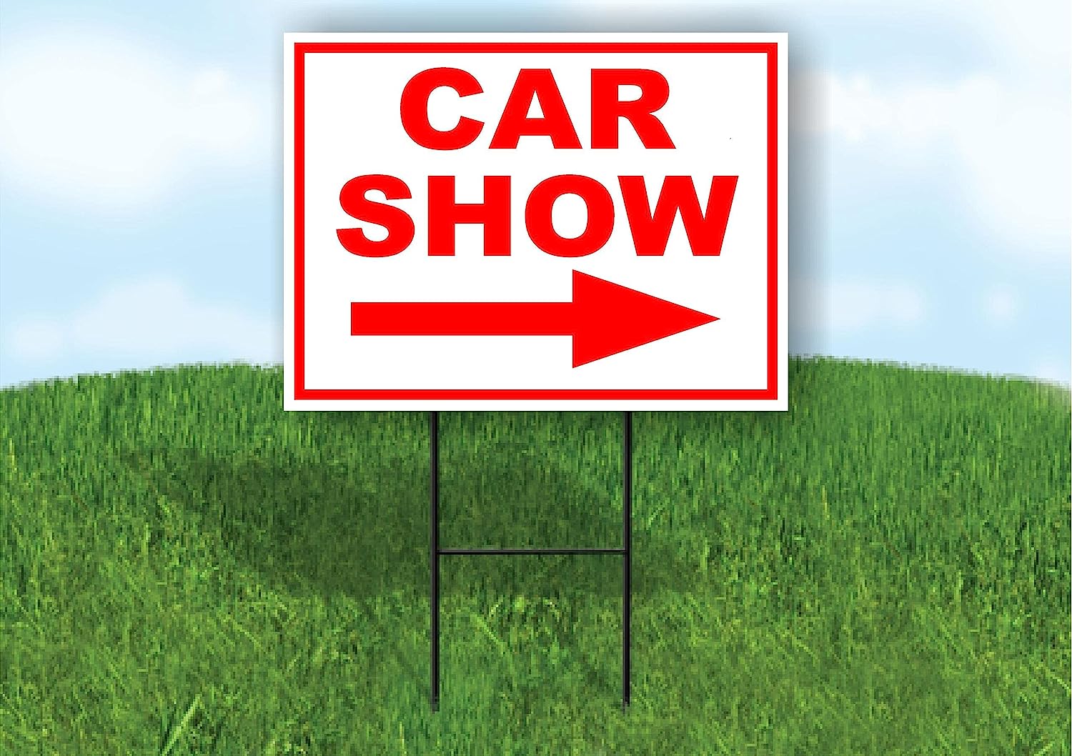 Single Sided Sign CAR SHOW RIGHT Arrow Red Yard Sign ROAD SIGN With ...