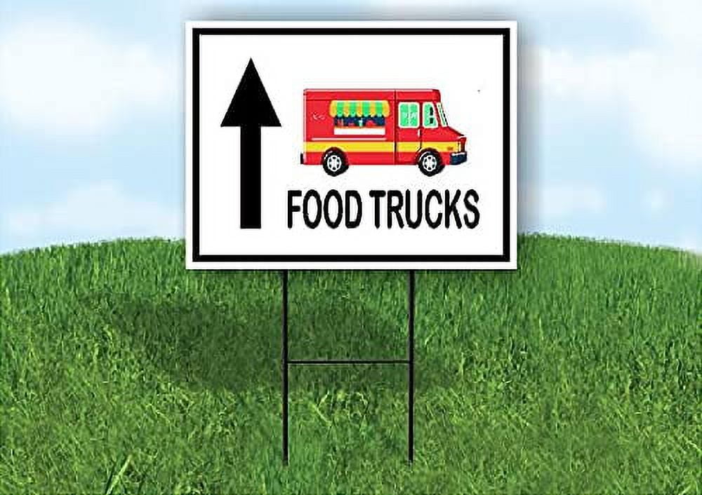 Single Sided Sign FOOD TRUCKS STRAIGHT ARROW BLACK Yard Sign ROAD SIGN ...