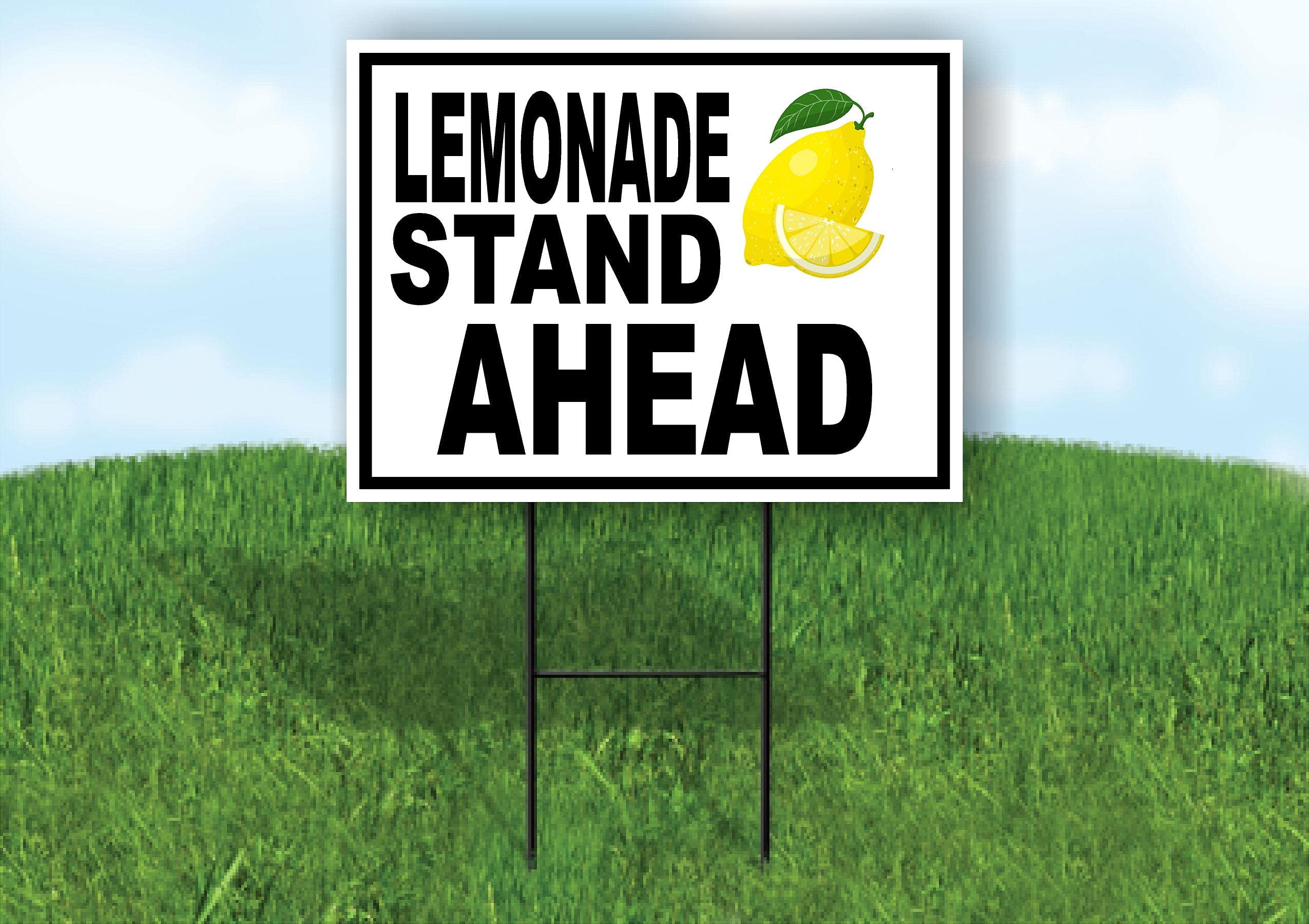 Durable Single Sided Lemonade Stand Road Sign with Stand, Black Border ...